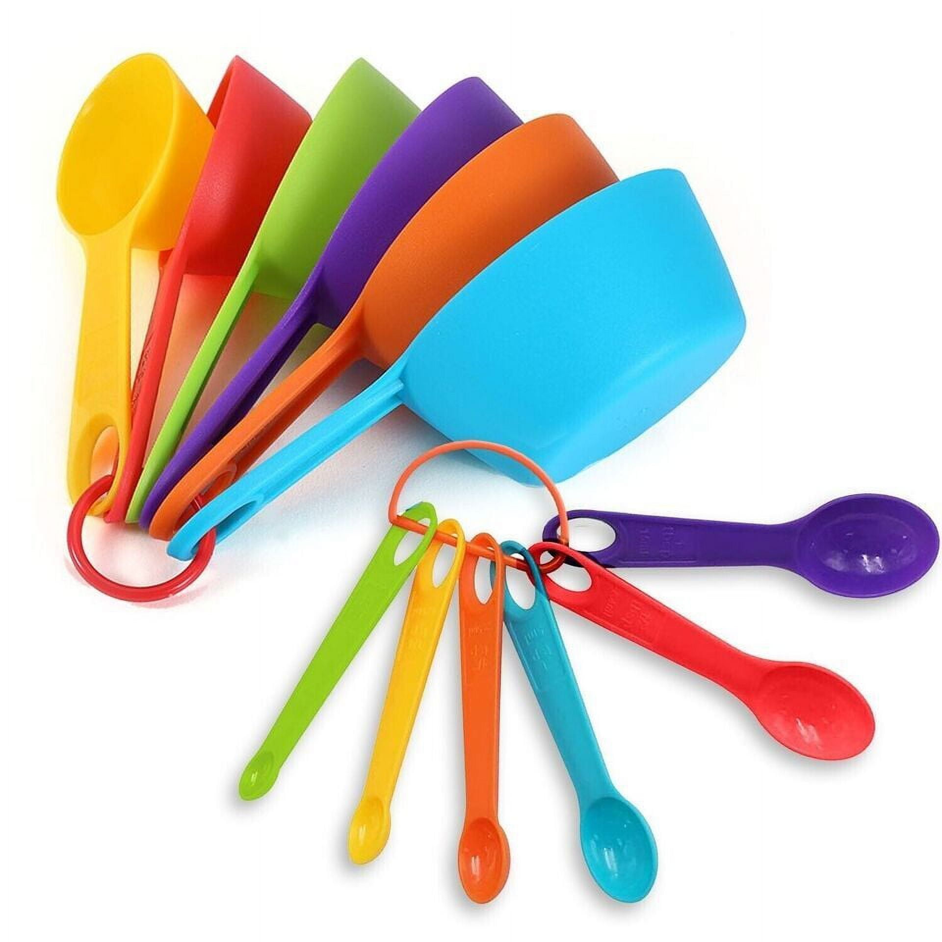 Multi-Color Measuring Cups and Spoons 12 Piece Set Plastic Cooking ...