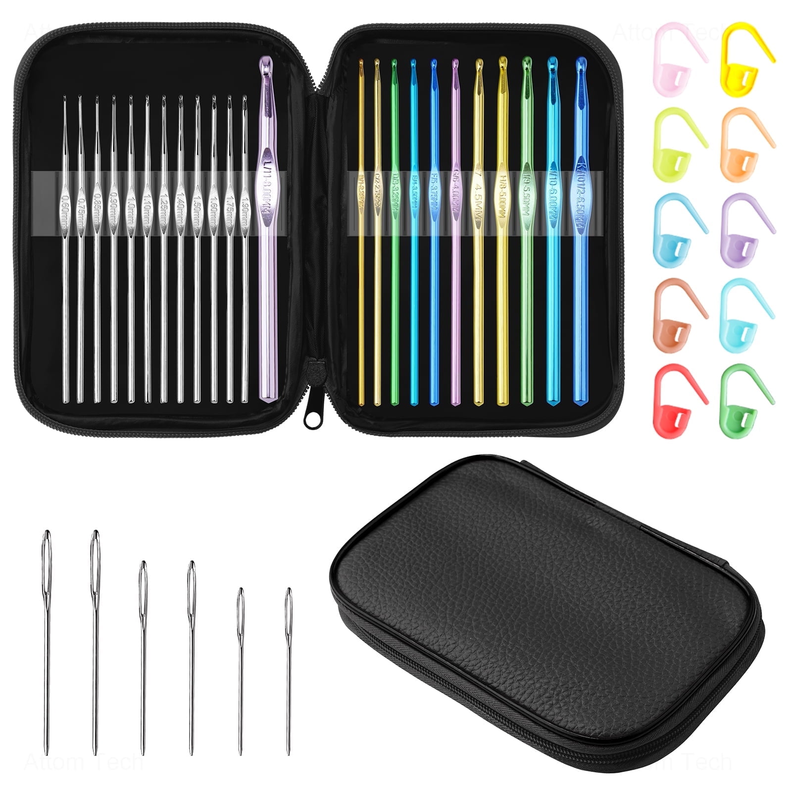 Tomorotec Multi-Color Metallic Crochet Hooks Set, Aluminum and Steel ...
