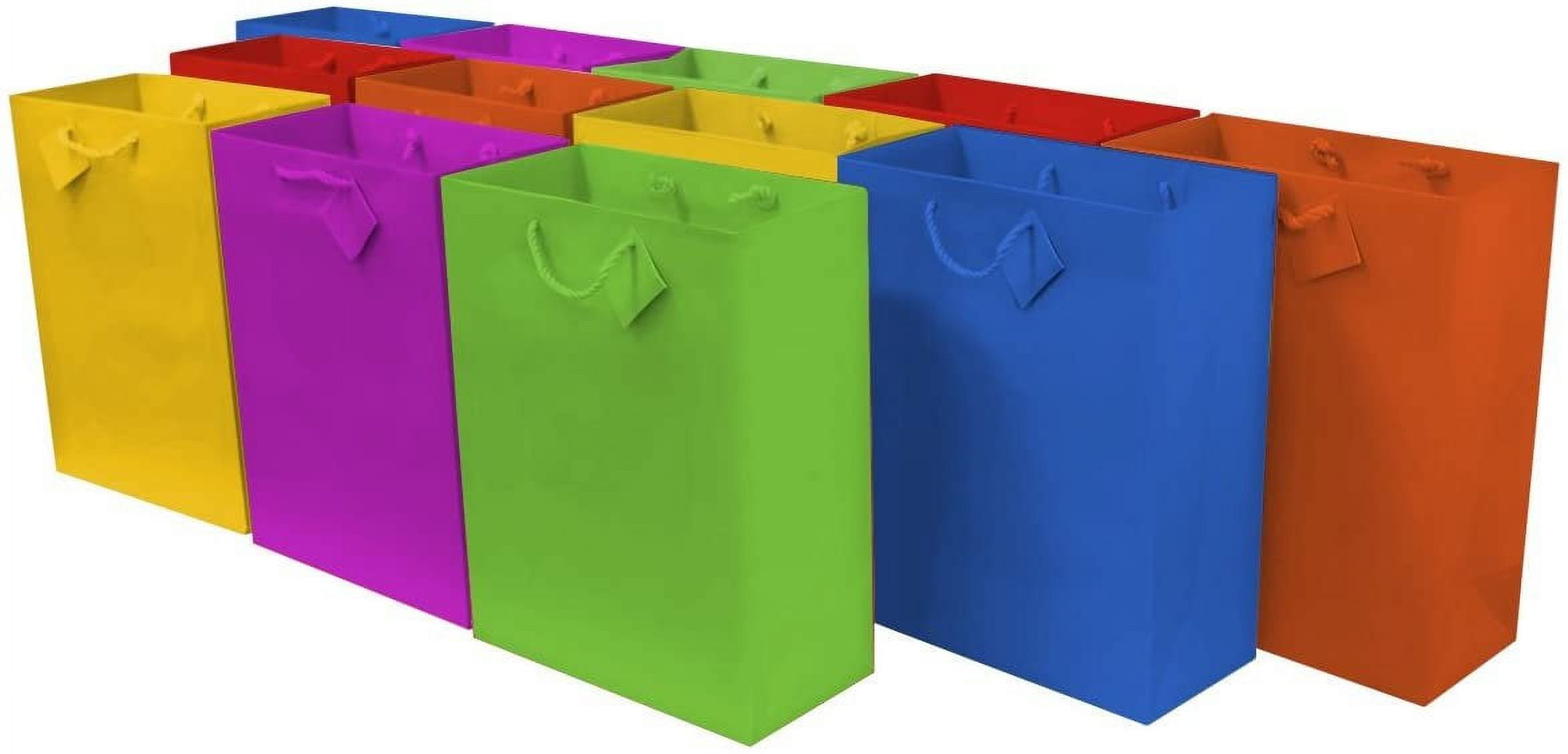 Multi-Color Neon Gift bags with Handles, Designer Solid Assorted Paper ...