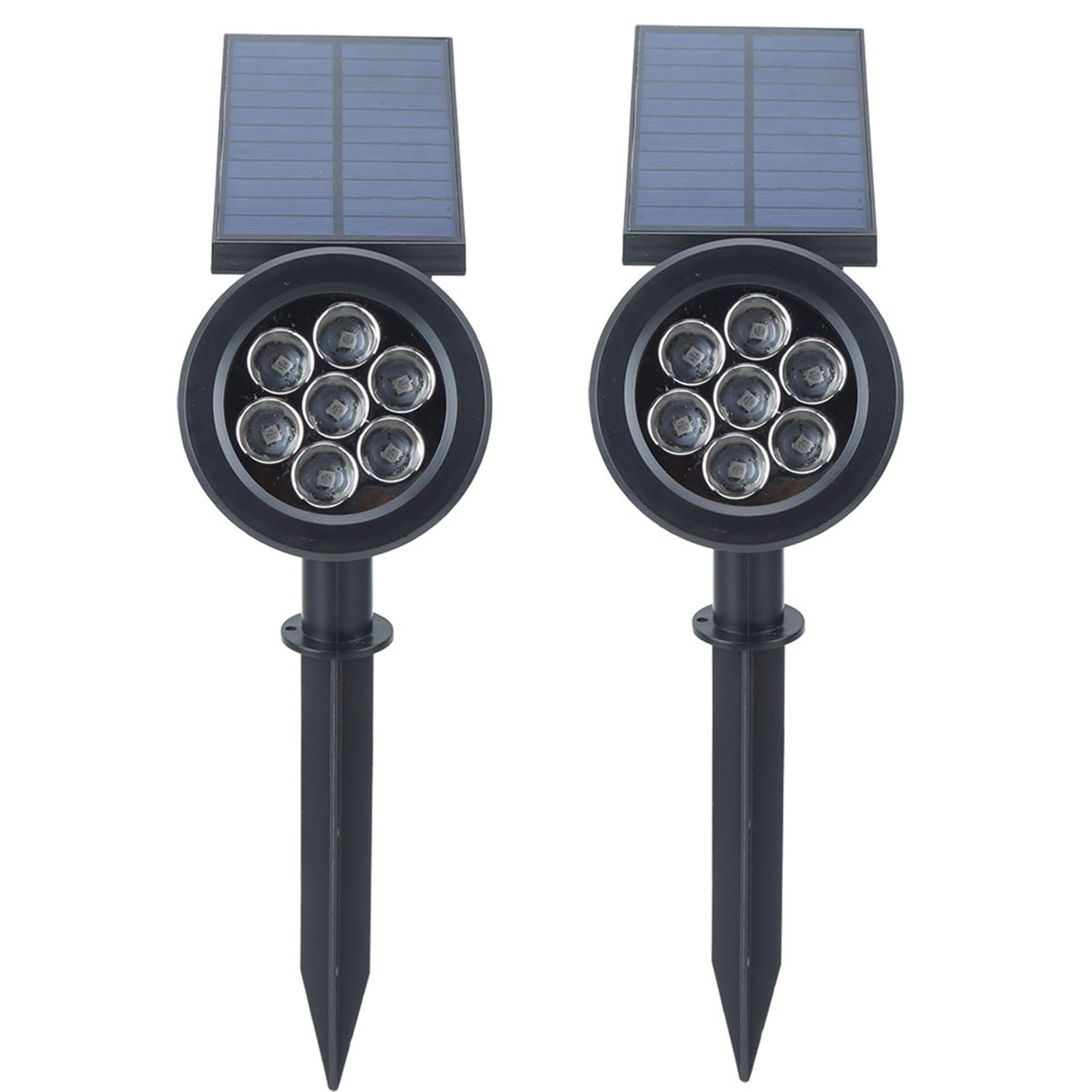 Tzilke Multi-Color Outdoor Garden Yard Spotlights 2-Pack 7-LED Solar ...