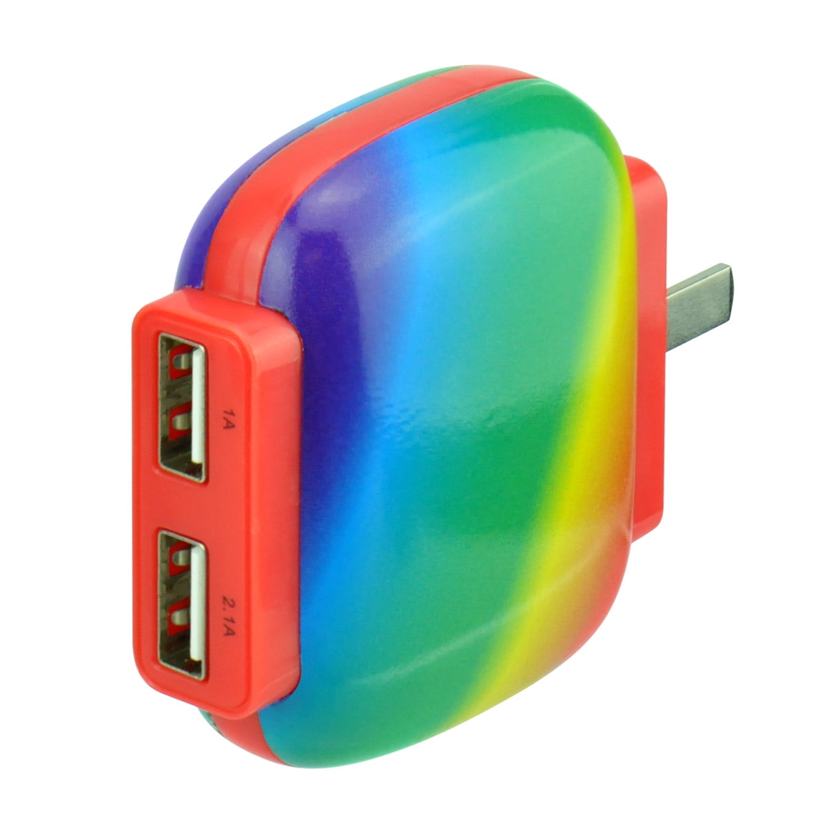 Multi Color Rainbow Dual USB Charger Wall Mount - 2-Port Fast Charging ...