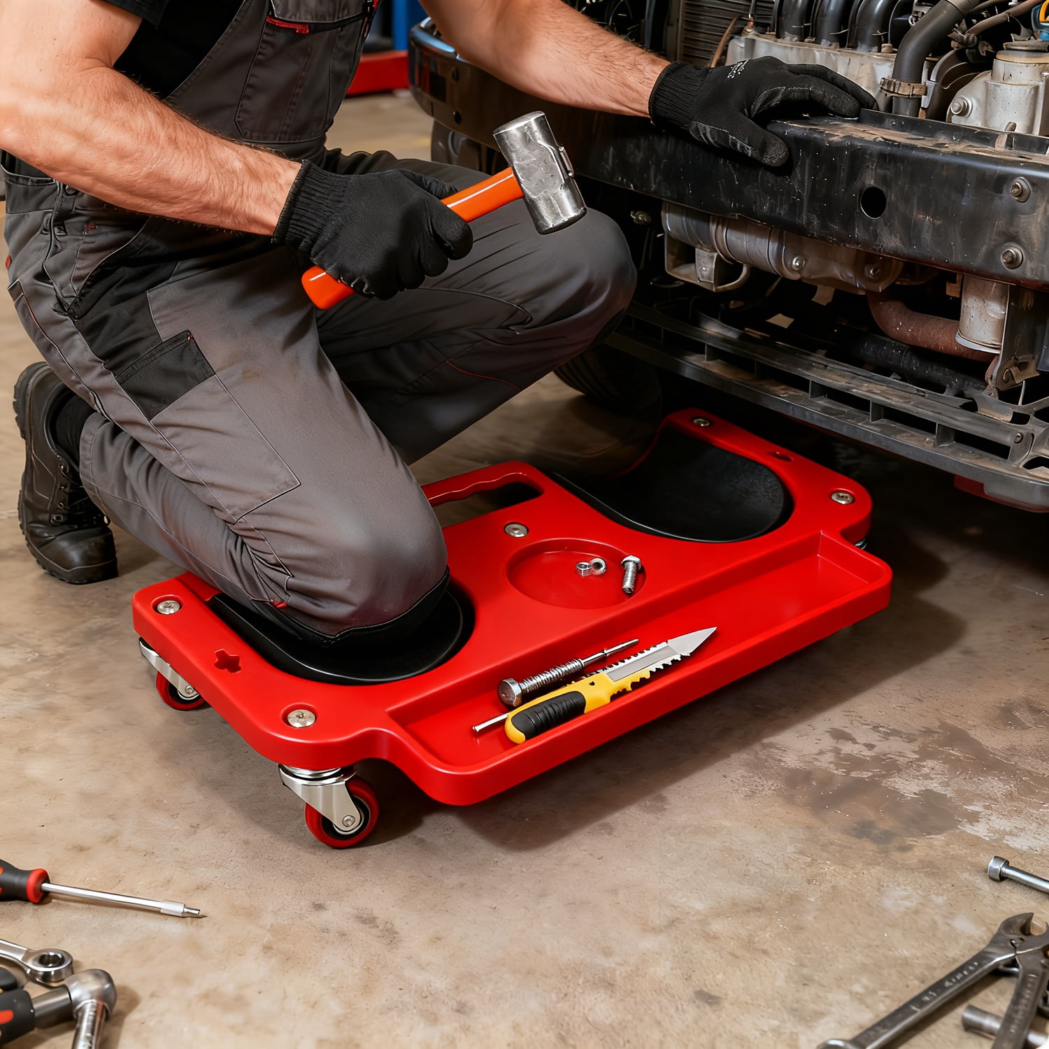 Multi-Color Rolling Knee Creeper - ABS High-Impact Frame with Built-In ...