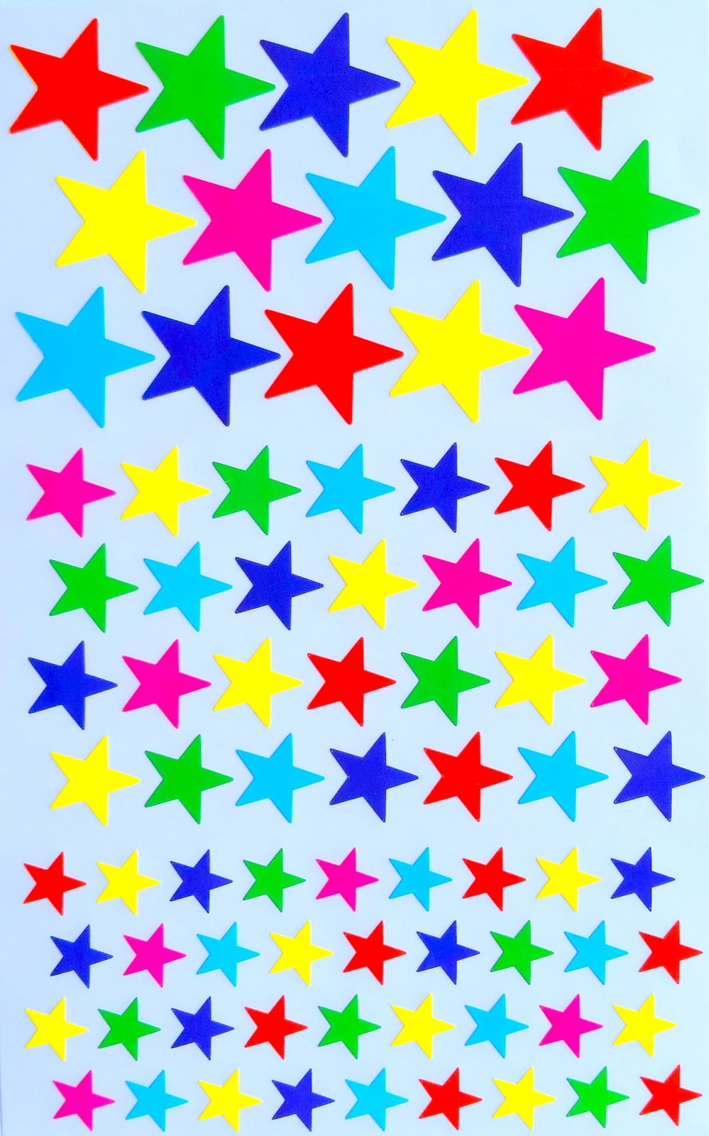 Multi Color Star Stickers in 3 sizes, 6 assorted Colors Star Sticker by ...