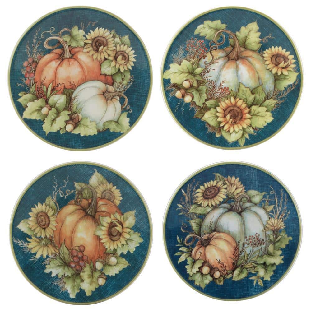 Multi-Colored Autumn Breeze Canape Plates Set of 4 - Walmart.com