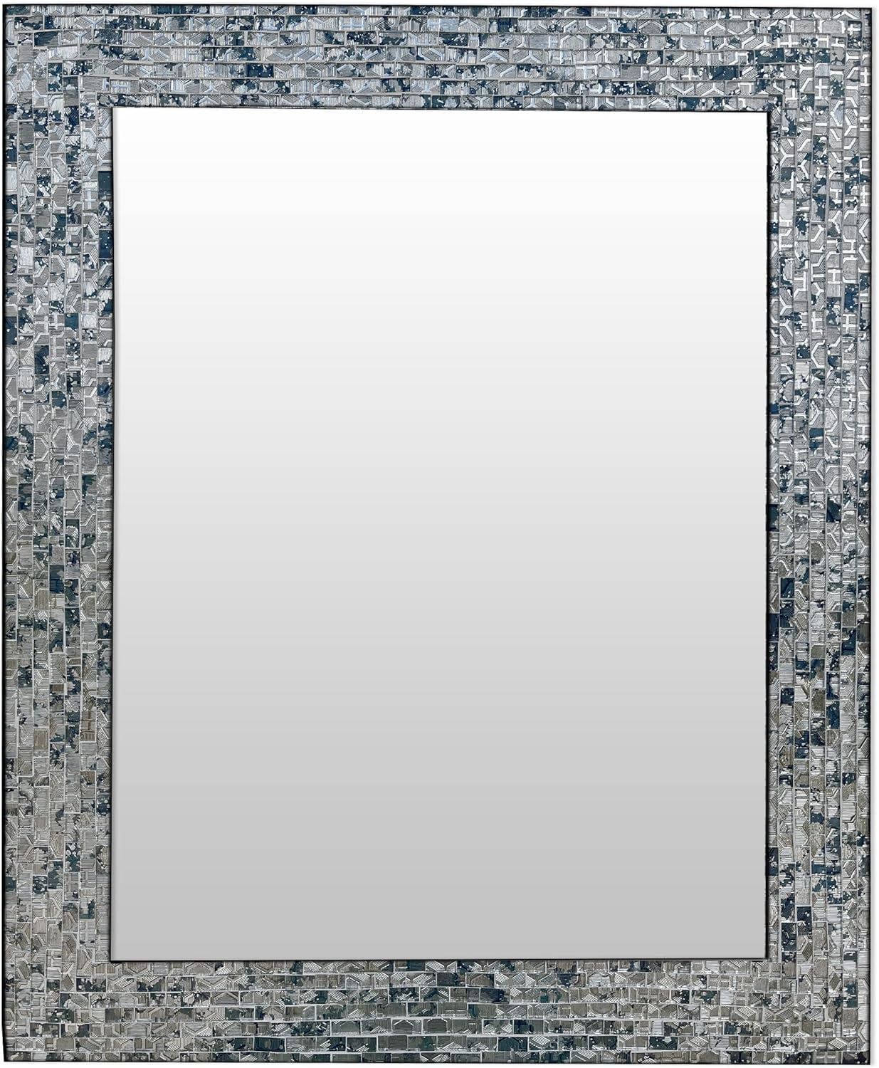 Multi-Colored Cobalt Blue & Silver, Luxe Mosaic Glass Framed Wall ...