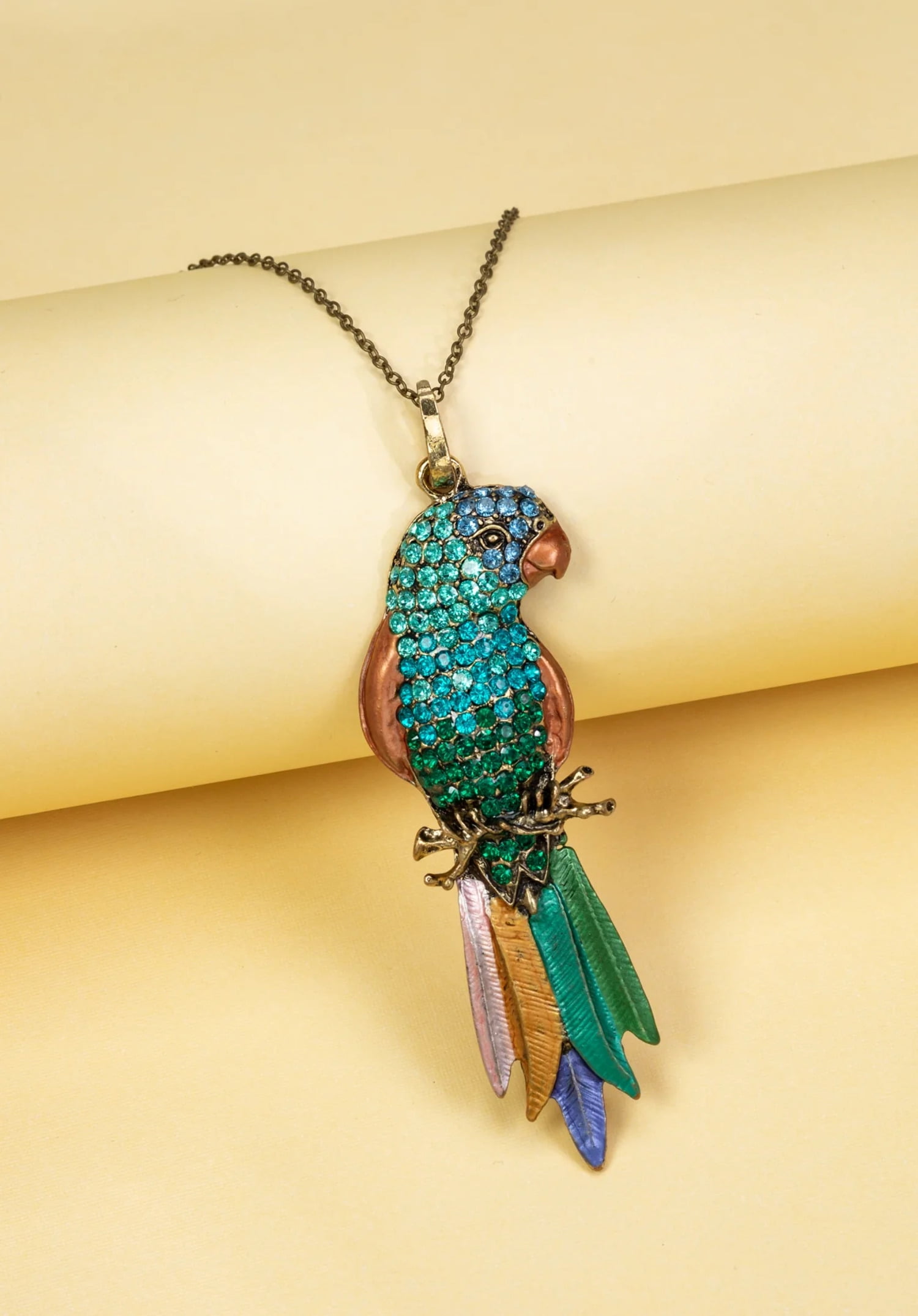 Multi Colored Crystal Parrot Pendant Necklace - Walmart.com