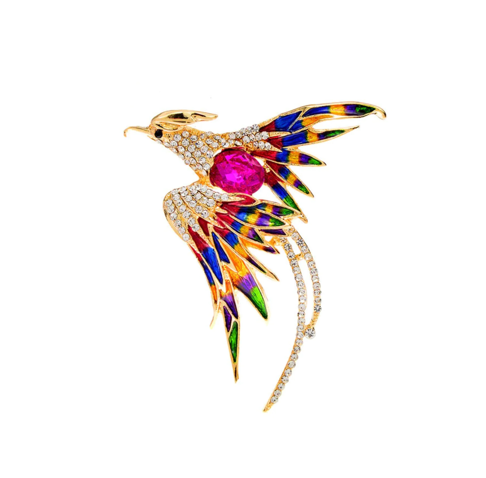 Multi Colored Flying Crystal Bird Brooch - Walmart.com