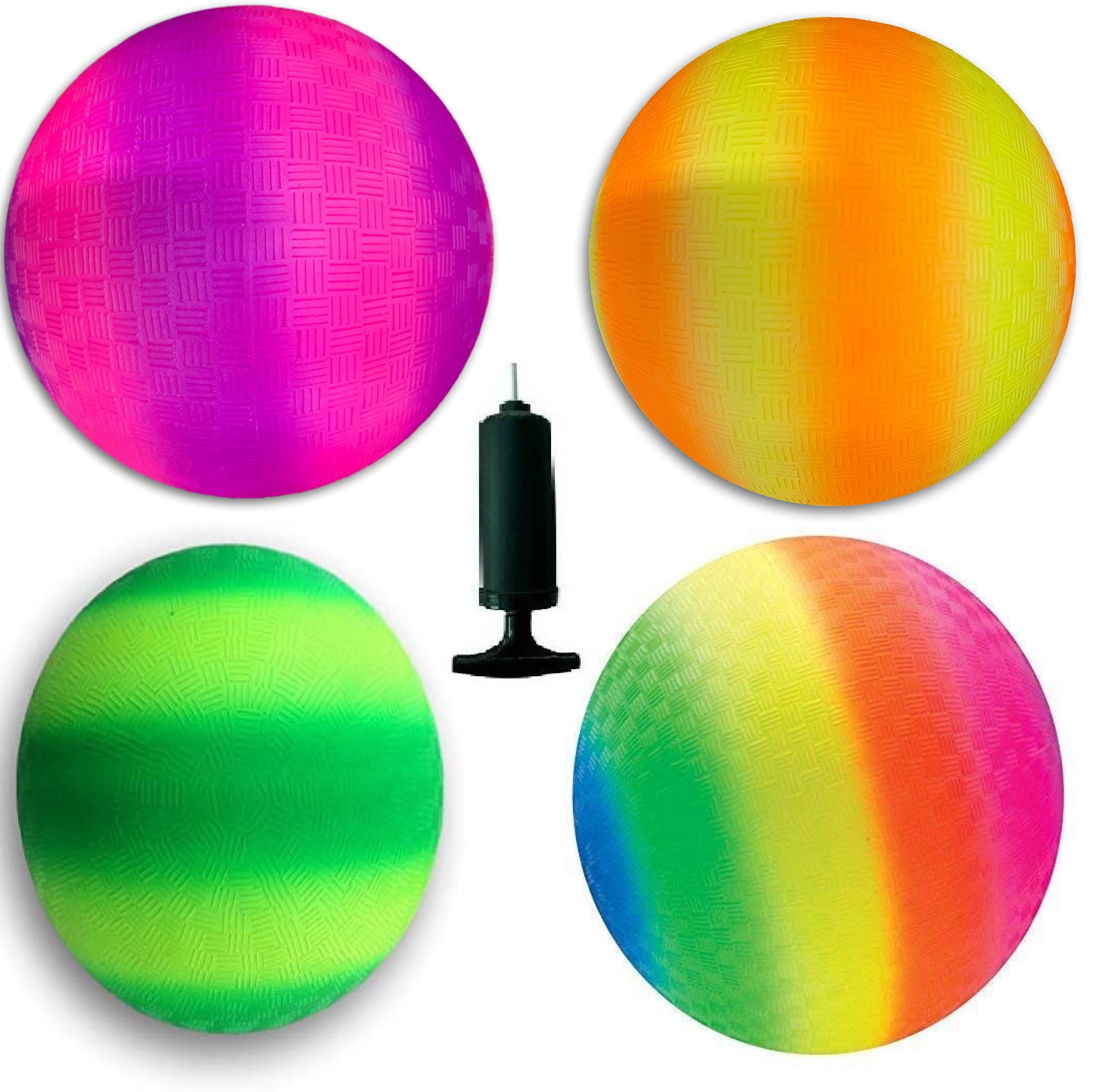 8.5 Inch Multi-Colored Kickball Set for Kids with Pump (4 Pack ...