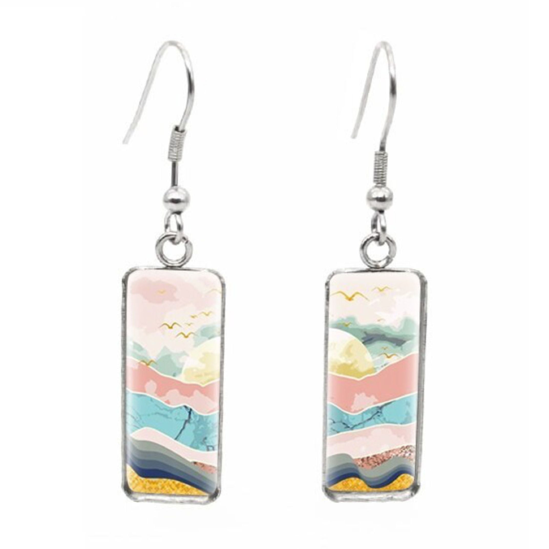 Multi Colored Landscape Rectangular Drop Earrings - Walmart.com