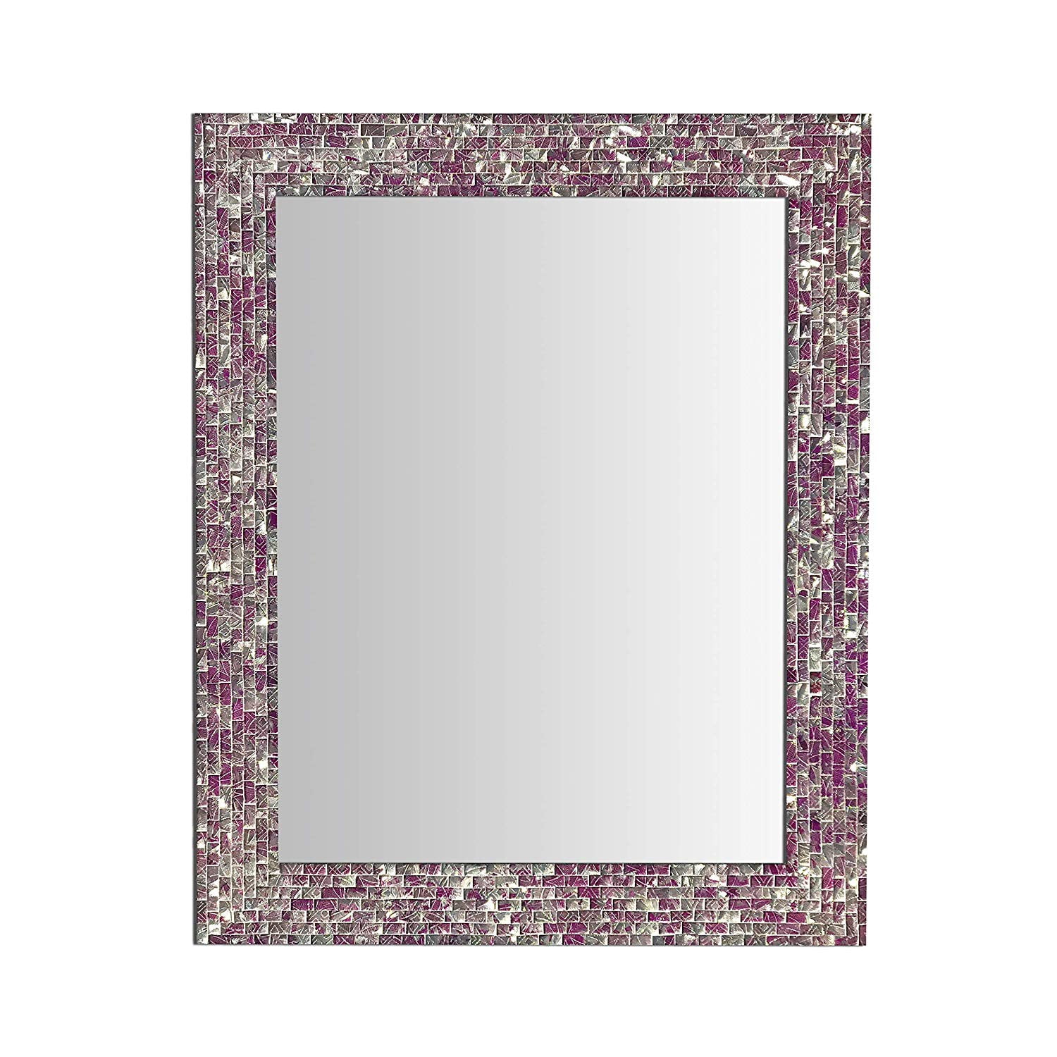 Multi-Colored Magenta & Silver, Luxe Decorative Embossed Glass Framed ...