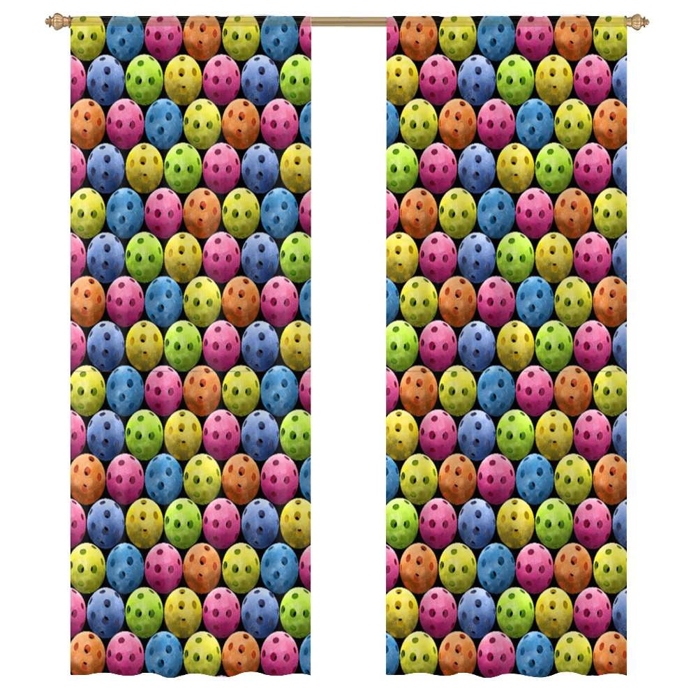 Multi Colored Pickleballs Modern Tulle Window Curtains for Living Room ...