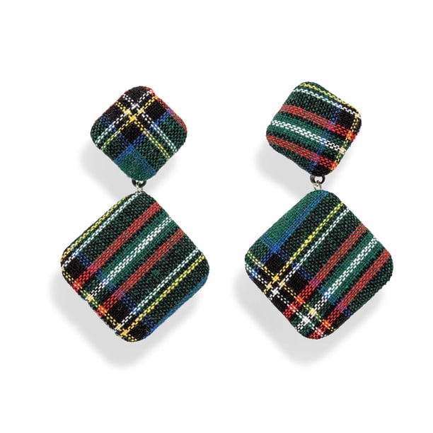 Multi Colored Plaid Drop Earrings - Walmart Business Supplies