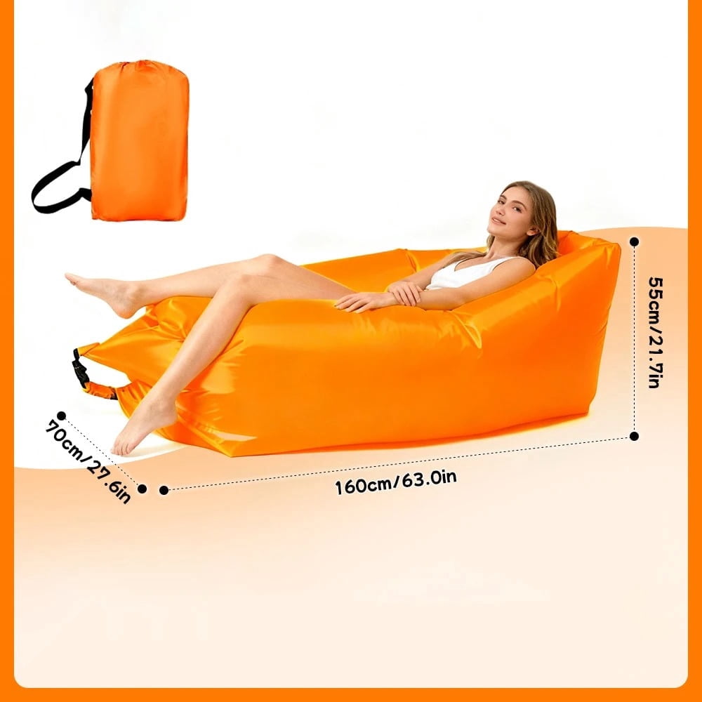 Orange Single Lazy Inflatable Sofa Portable Outdoor Beach Air Sofa Bed ...