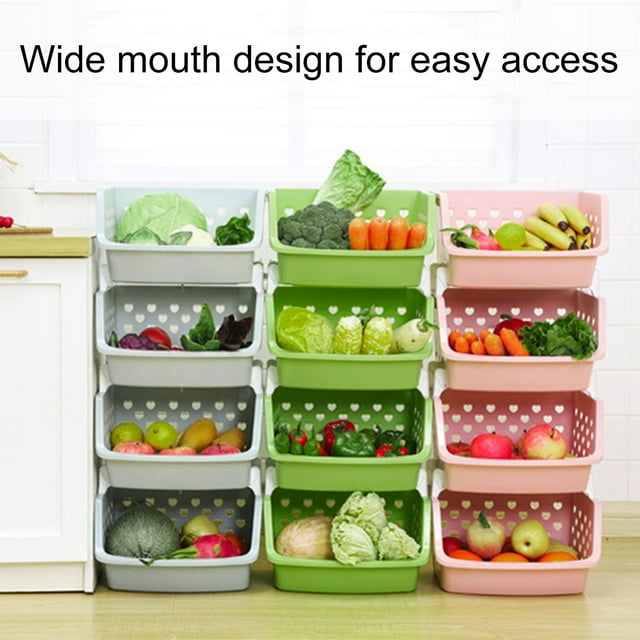 Multi Colored Stackable Storage Bins 4 Colors, Plastic Storage Baskets ...