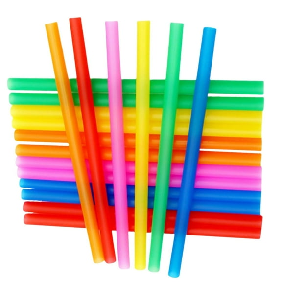 100 Pcs Neon Drinking Straws Smoothie Milkshake Tea Large Plastic Jumbo ...