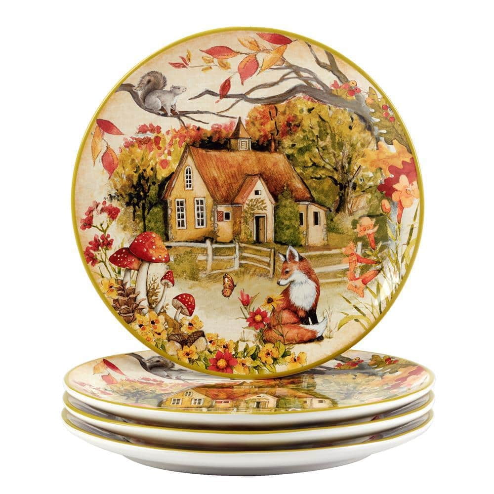 Multi-Colored Wood Land Critters Dinner Plates Set of 4 - Walmart.com