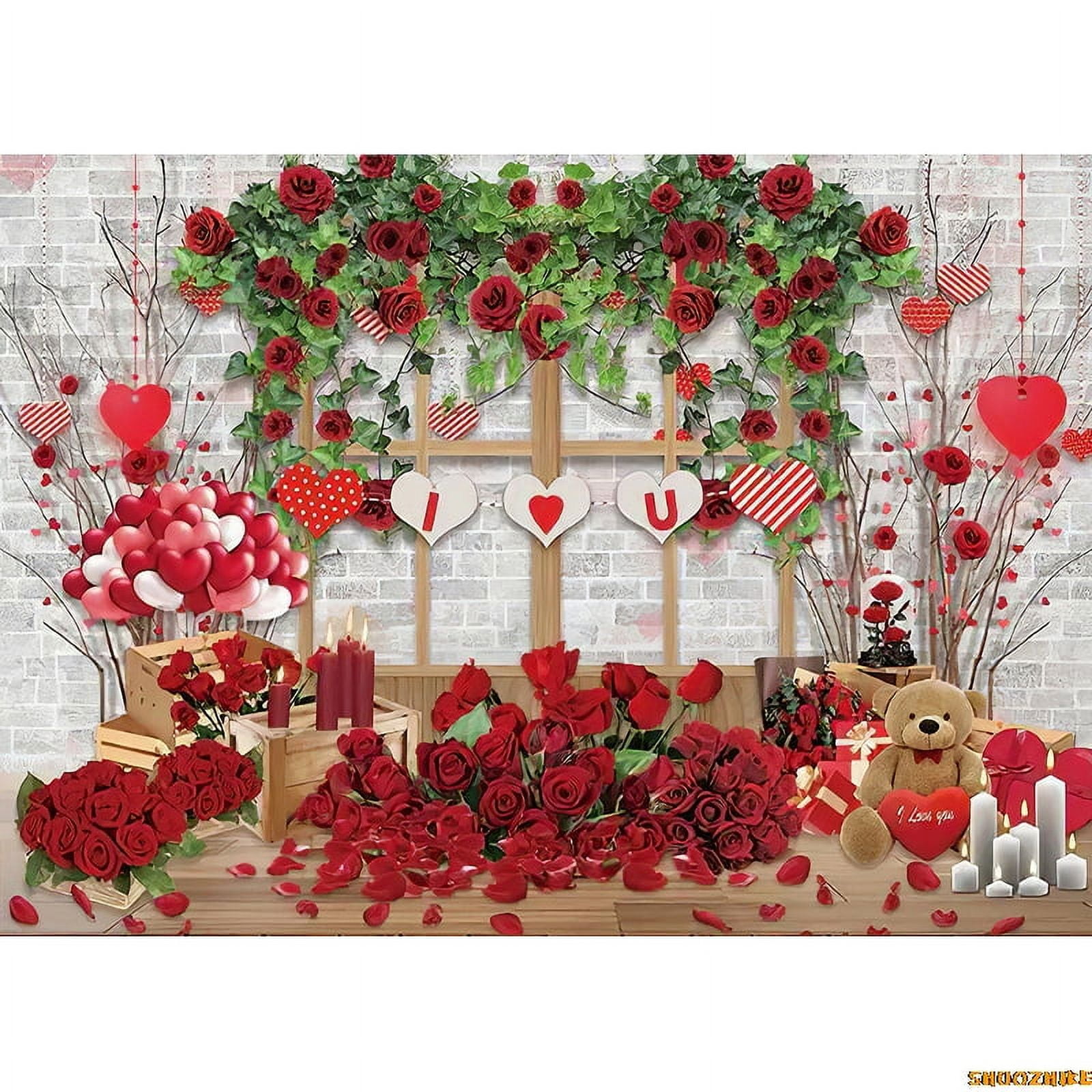 Multi Colors Pink Red Flowers Wall Photography Backdrops Valtine's Day ...