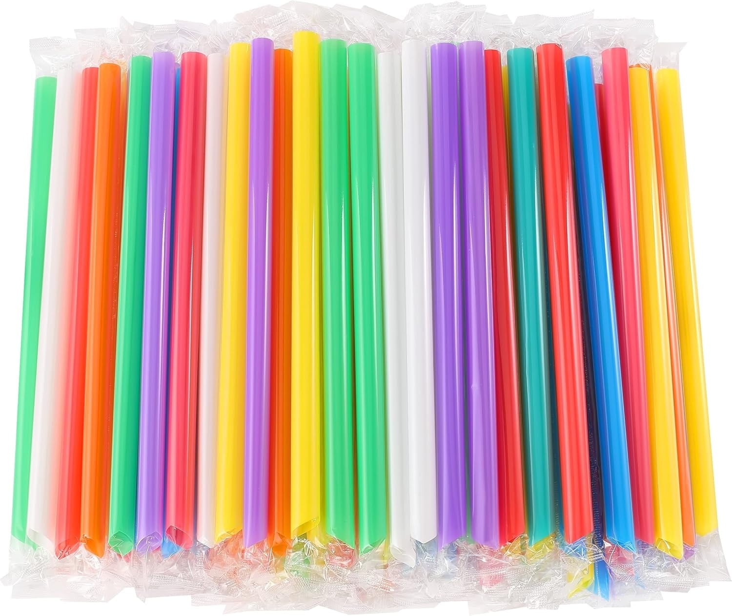 Multi Colors Straws,100 Pcs Disposable Boba Straws,Individually Wrapped ...