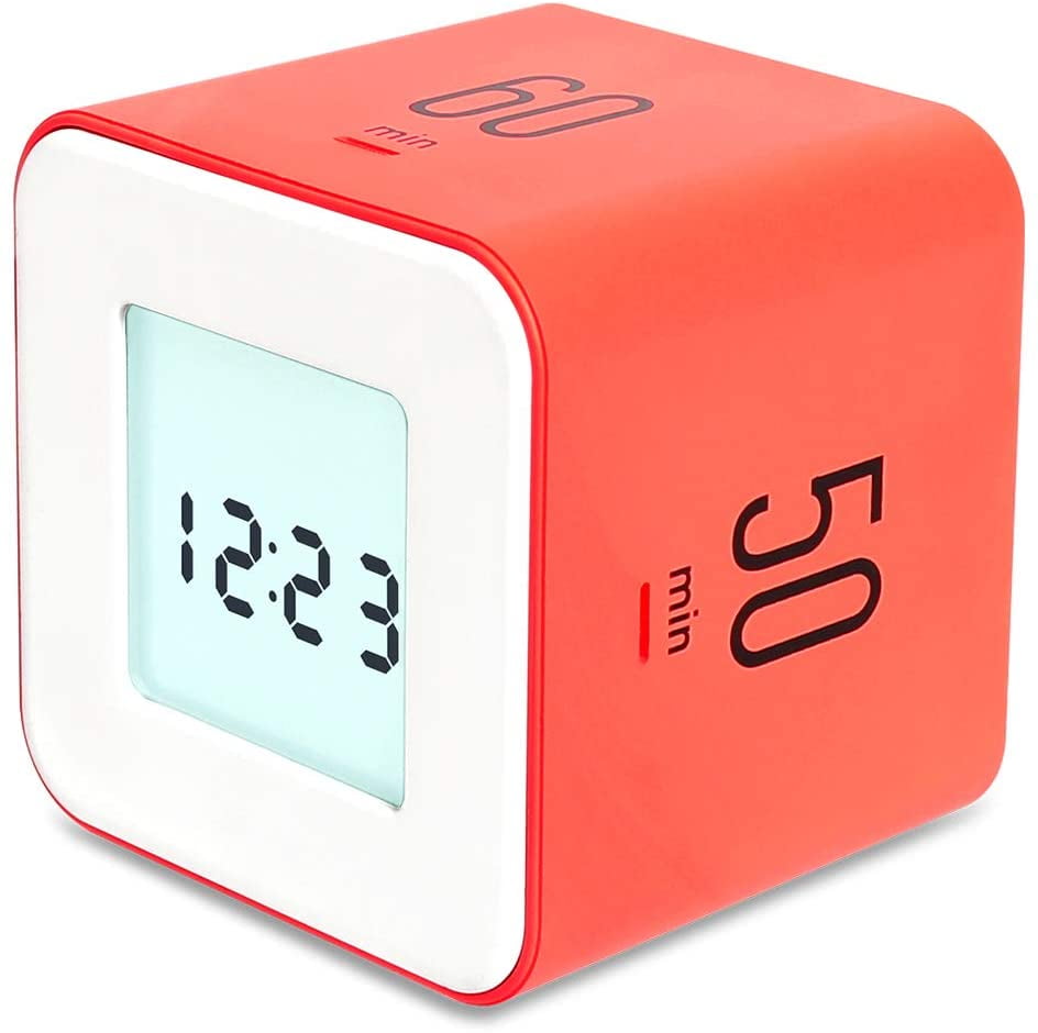 Multi Cube Timer Clock/Rotating Timer (Neon Coral), Simple Operation, Clock & Flip Timer, Block ...
