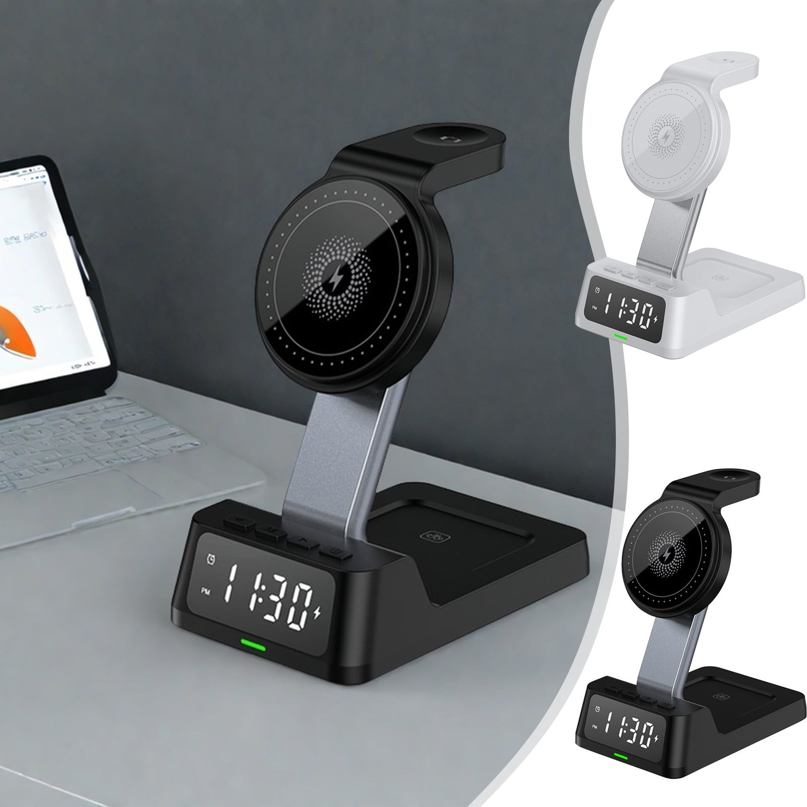 Multi-Device Wireless Charger,15w Fast Charging,Digital Alarm Clock ...