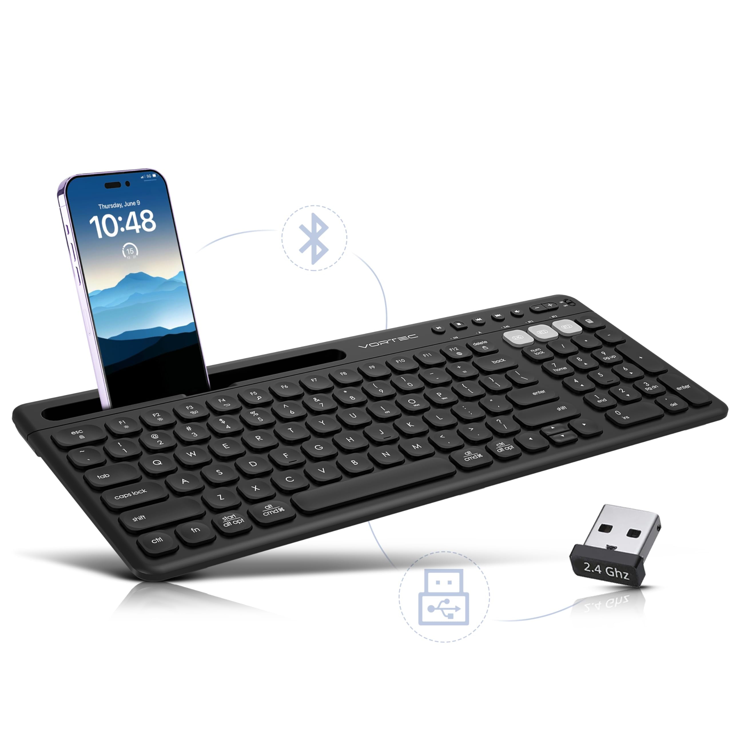 Multi Device Wireless Keyboard - Bluetooth Keyboard for Tablet ...