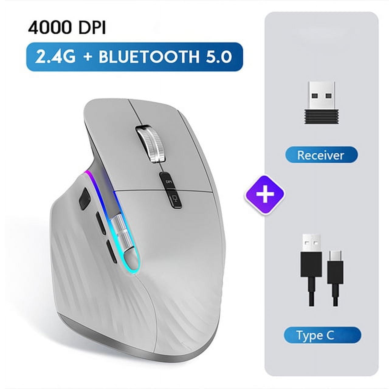 Multi-Device Wireless Mouse Bluetooth 5.0 & 3.0 Mouse 2.4G Wireless ...