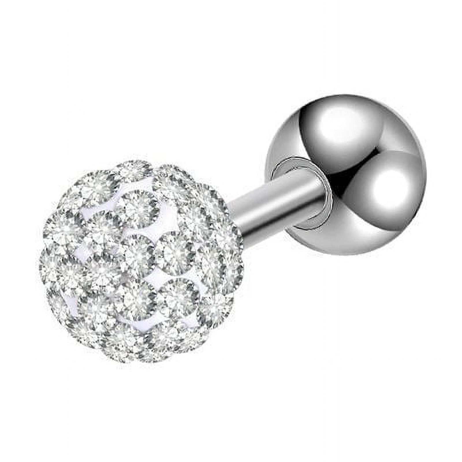 Multi-Diamond Ball Opal earring girls puncture titanium steel lip nail ...