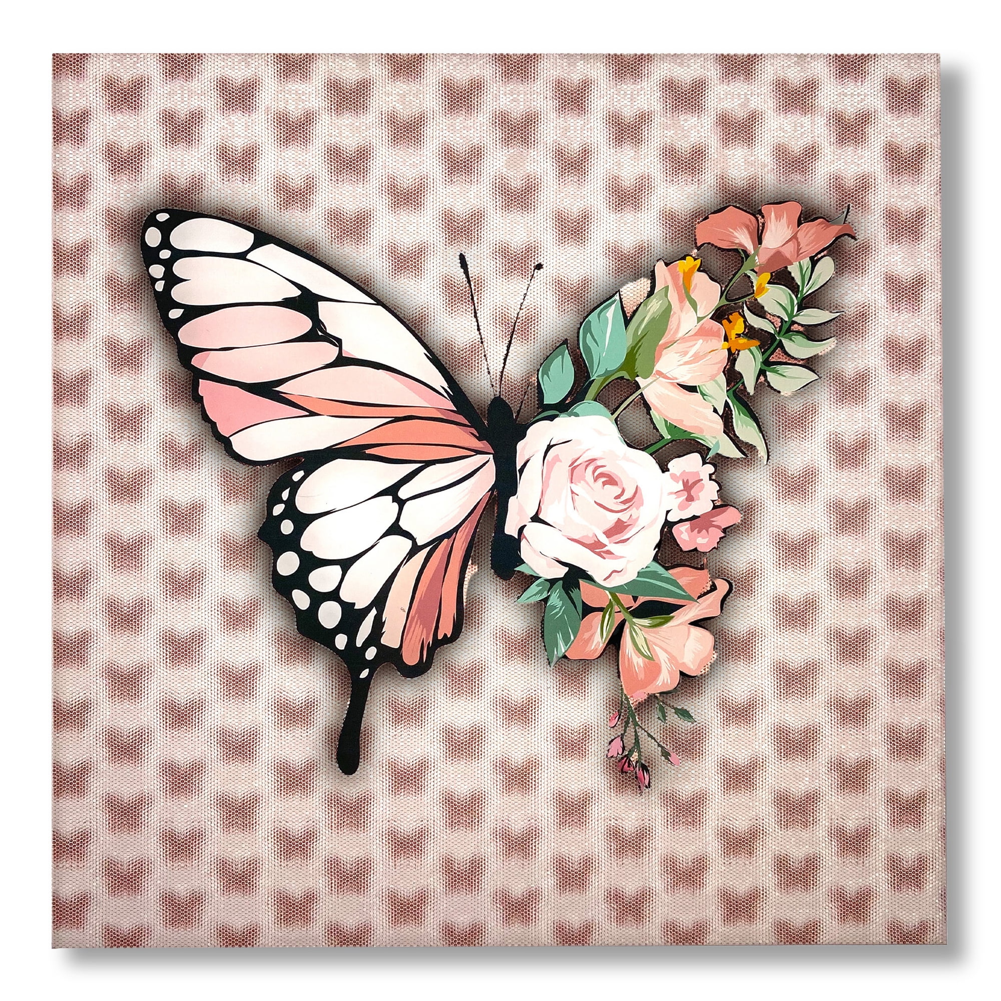 Multi-Dimensional 5D Flower Butterfly Wall Art Print on Strong Polycarbonate Panel w Vibrant ...