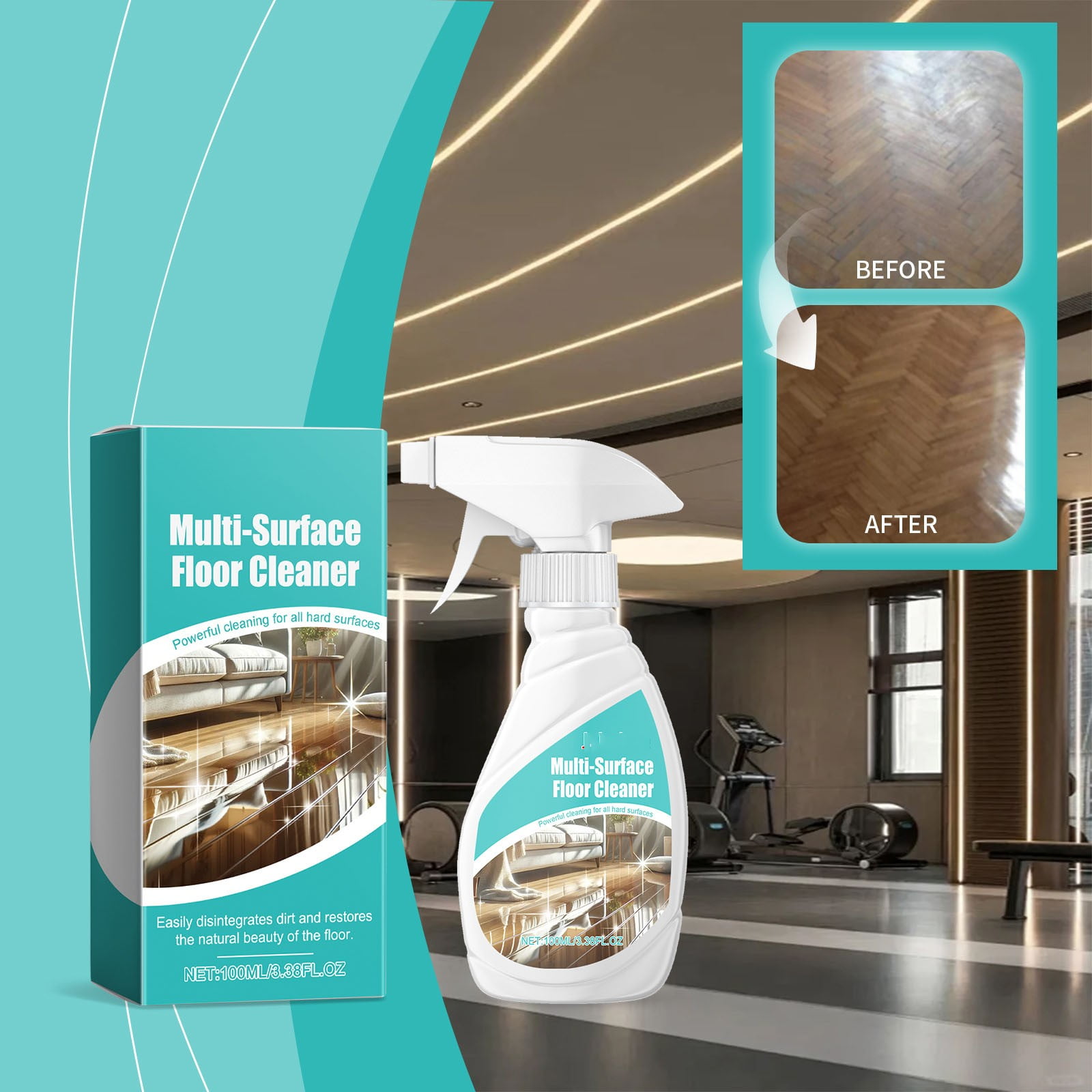 Multi-Face Floor Cleaner, Stubborn Stain Removal Fast-Drying No Water ...