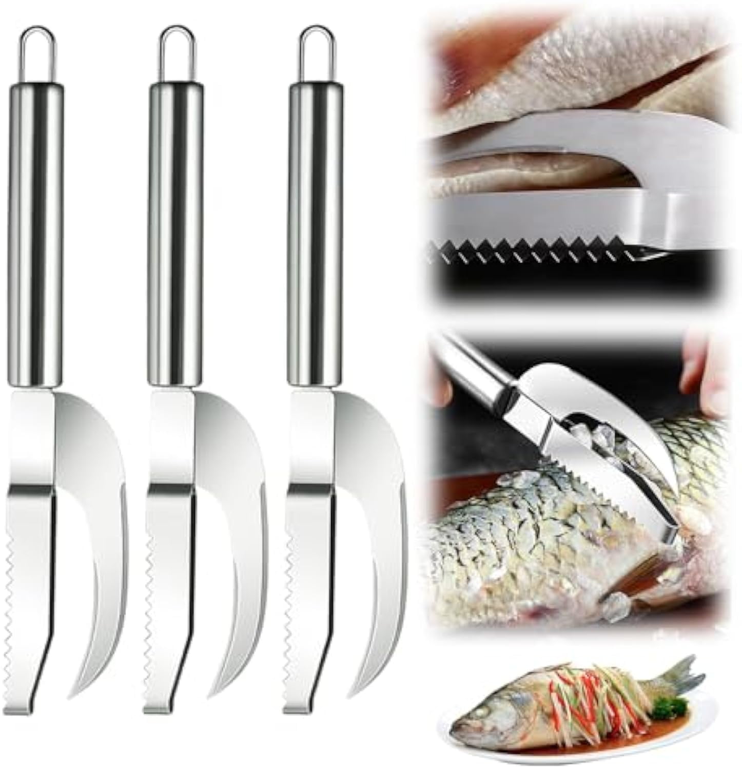 Multi Fish Scale Knife 3-in-1, 2025 New Multifunction Stainless Steel Fish Scale Knife Fish ...