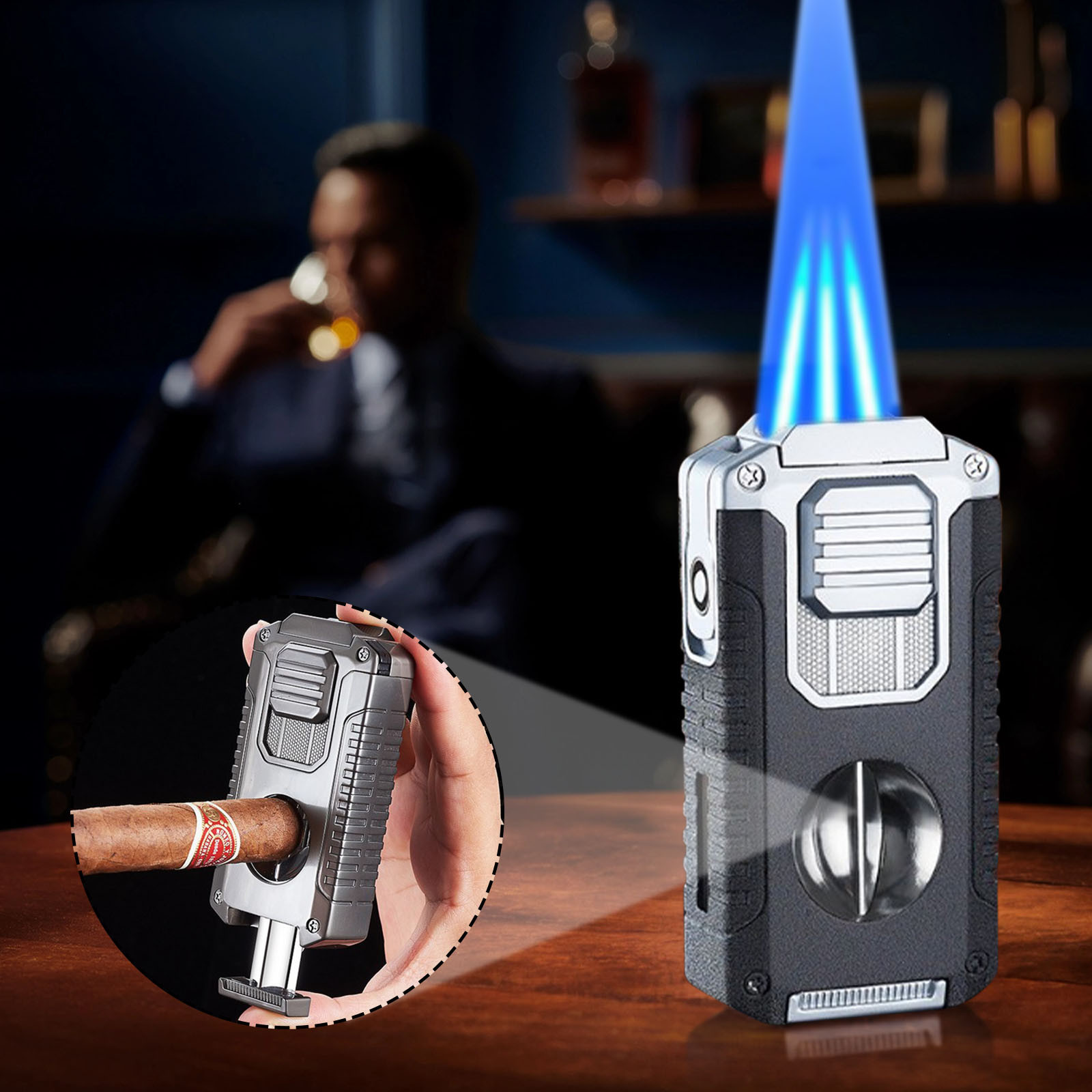 Multi Flame Torch Lighter, Three Flame Windproof Lighter, Portable ...