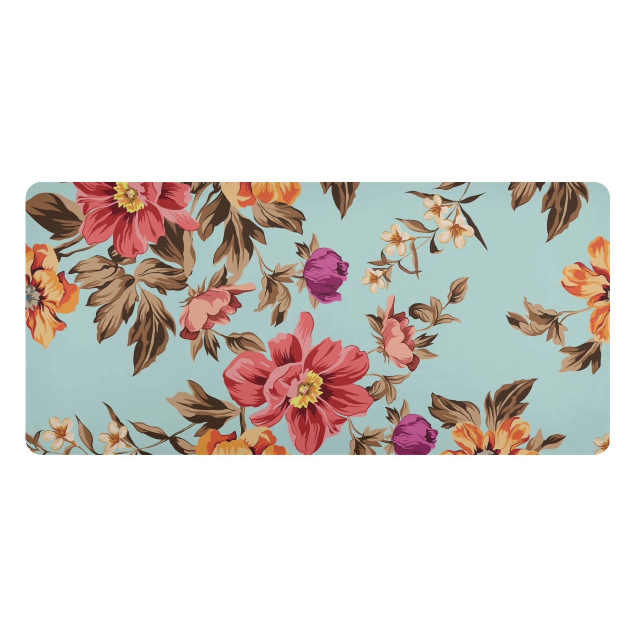 Multi Flowers Desk Mats Large Mouse Pad Long Keyboard Computer Rubber ...