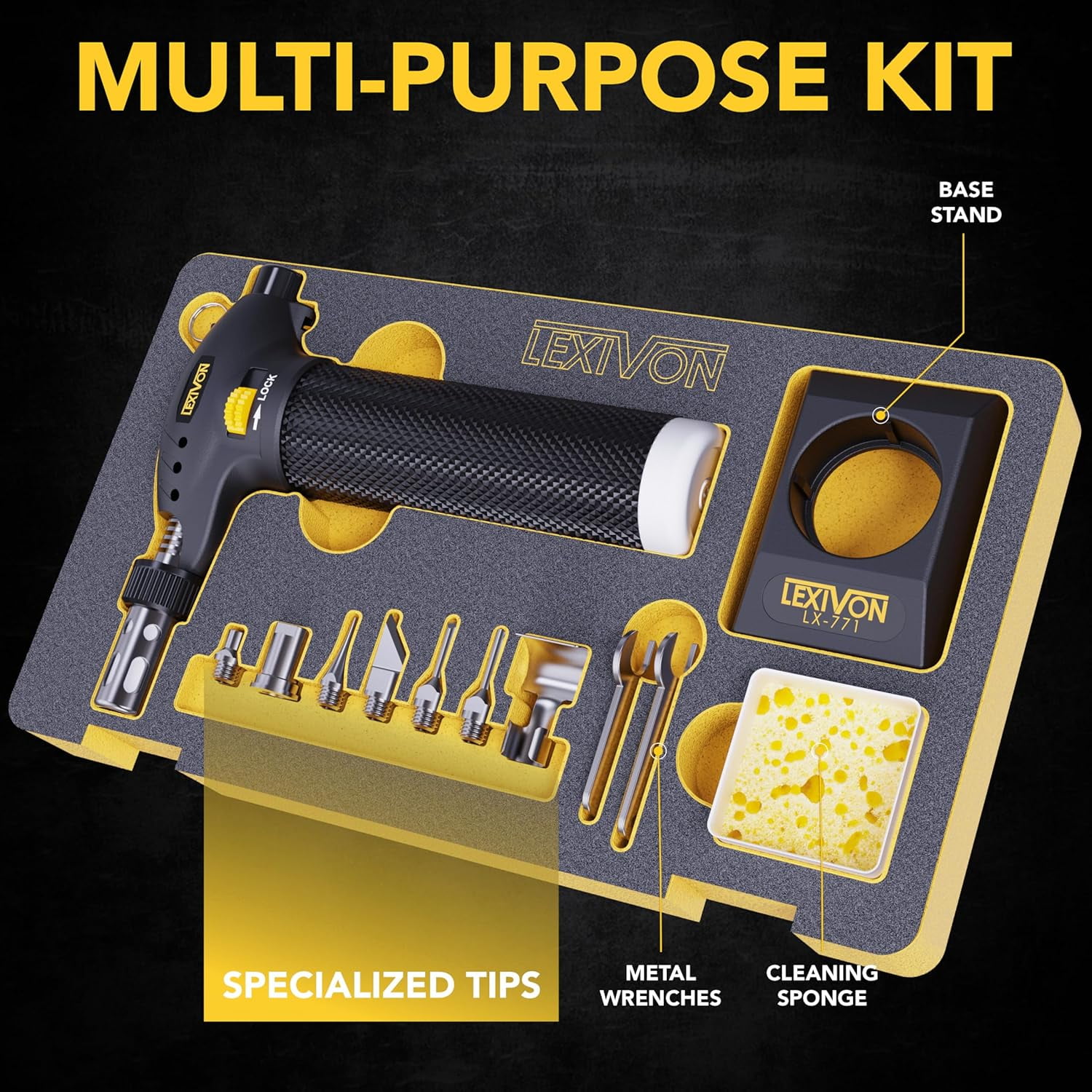 Multi-Function Butane Torch Kit with Adjustable Flame and Hands- Stand ...