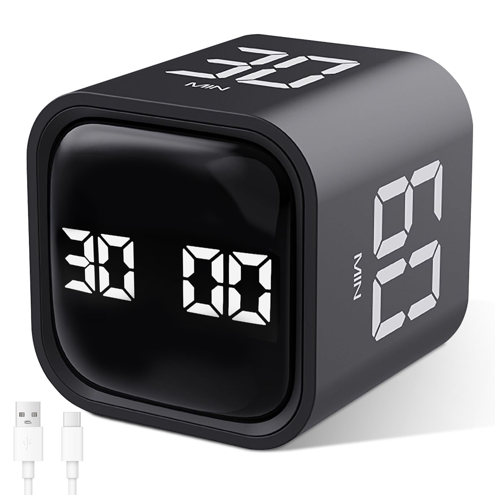 Multi-Function Cube Timer, 5/10/30/60 Min & Custom Count Down, Included ...