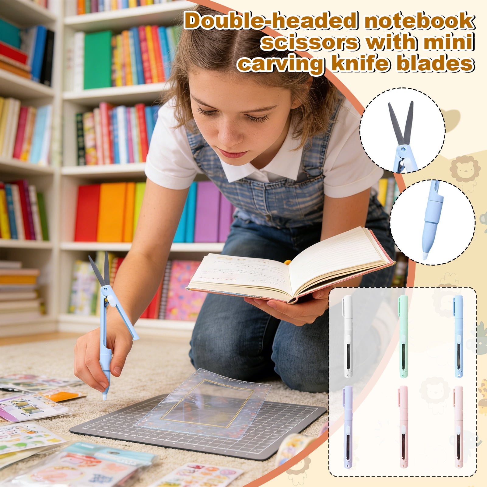 Multi-Function Double Head Folding Scissor Pen,Mini Portable Safe ABS ...