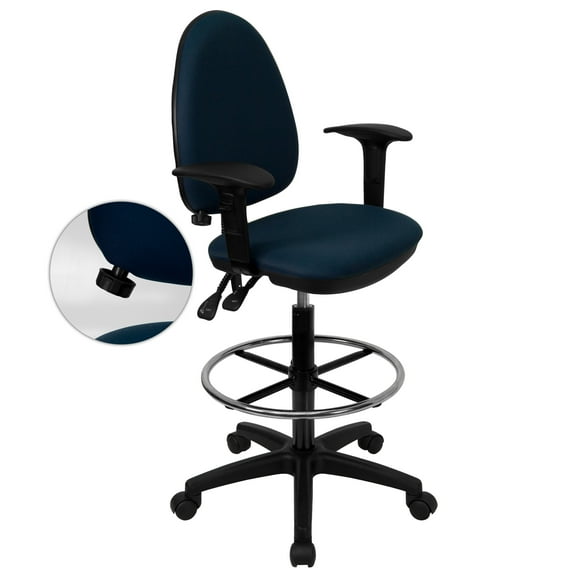 Multi Function Drafting Stool with Adjustable Lumbar Support, Arms ...