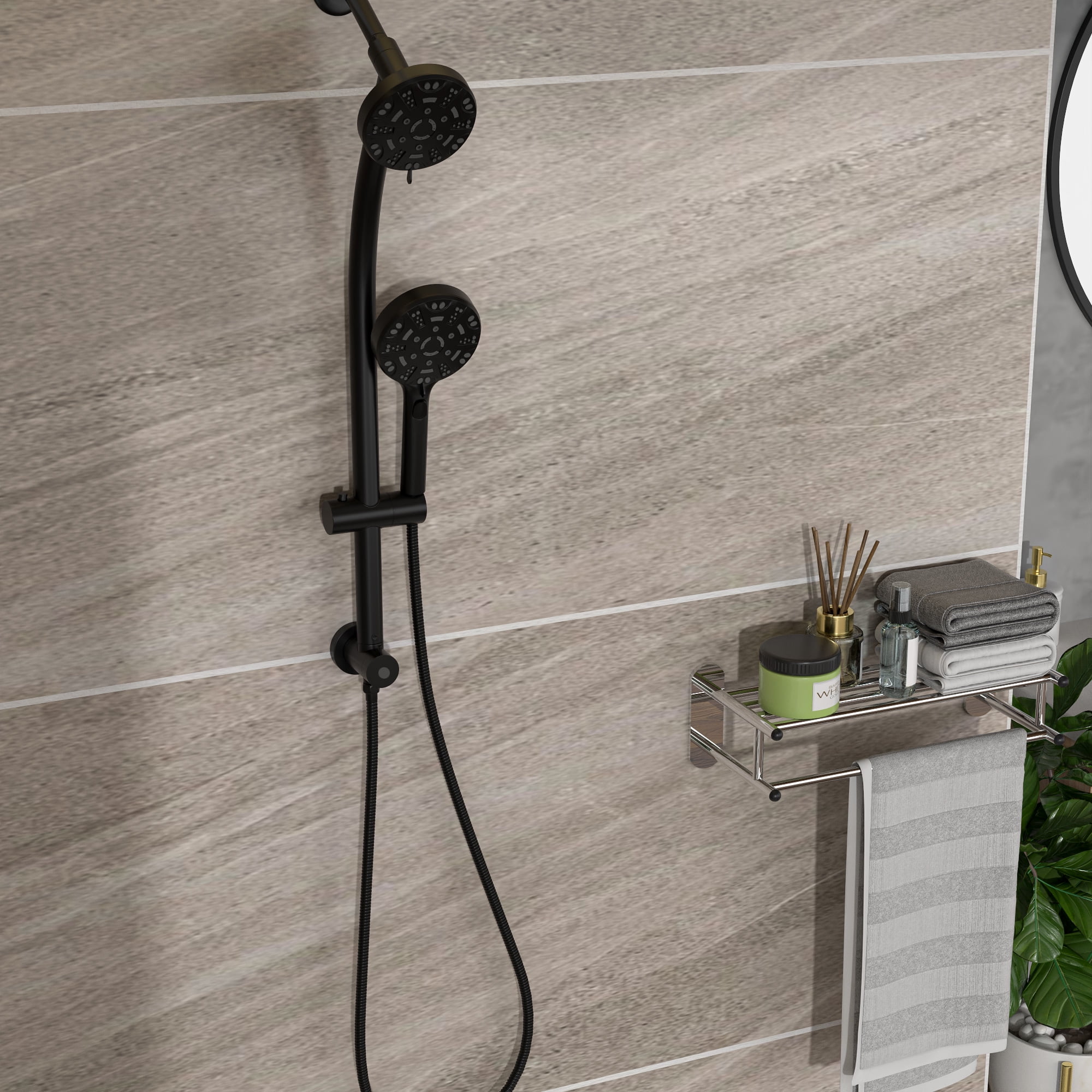 Multi Function Dual Shower Head- Shower System with 4.7" Rain ...