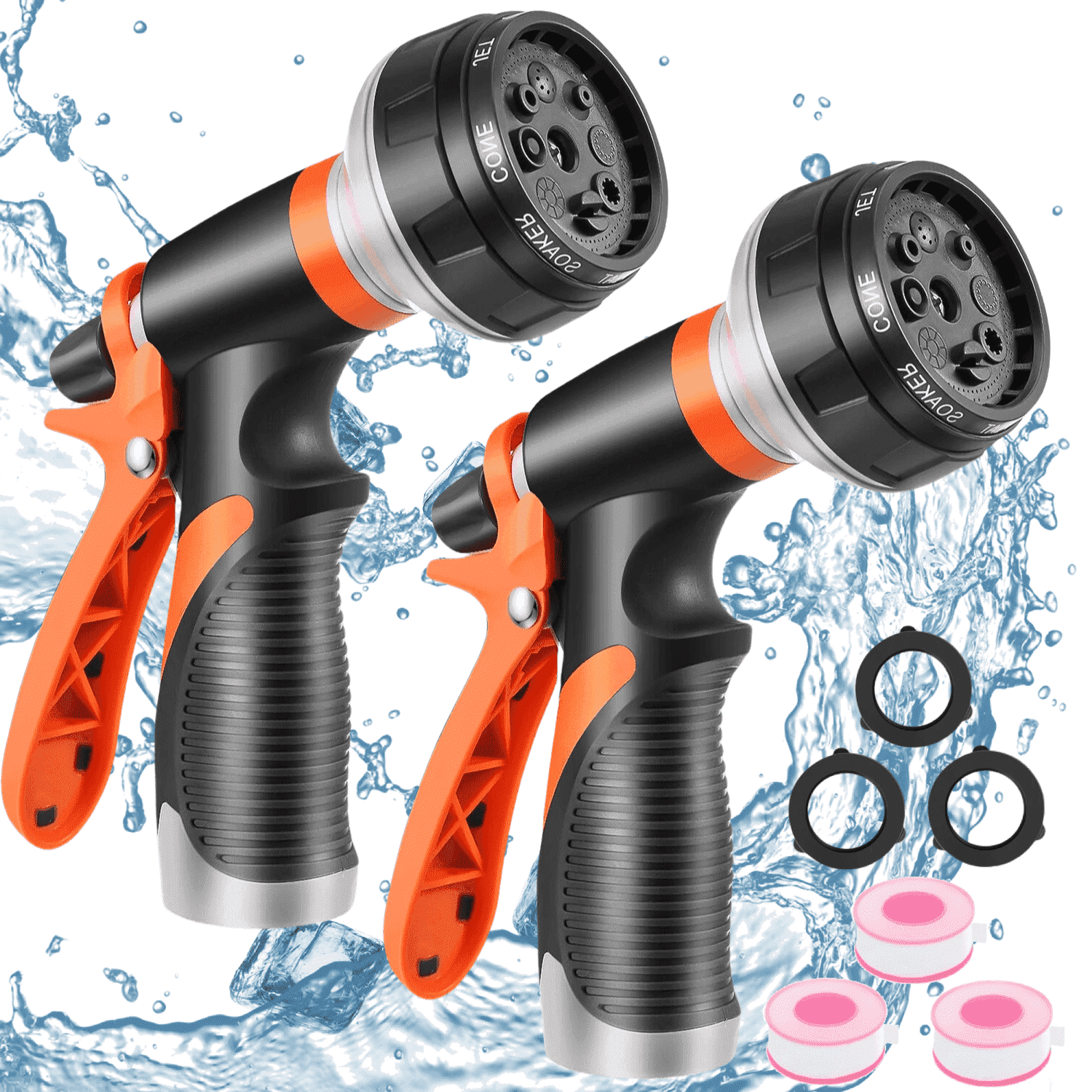 Multi-Function Garden Hose Nozzle,2 Pack Hose Nozzle Heavy Duty,Easy ...