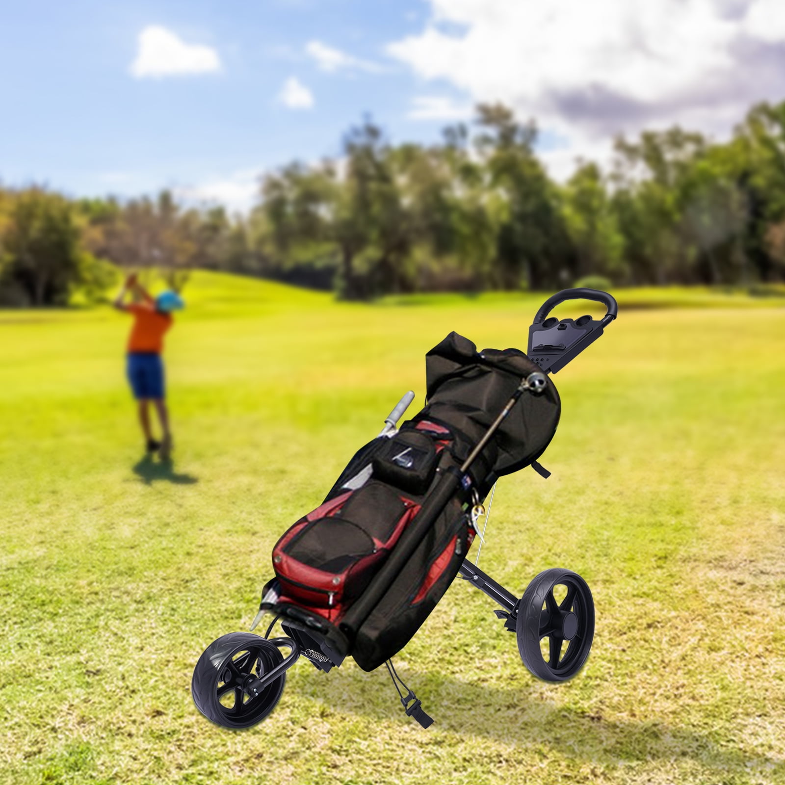 Multi-Function Golf Trolley, 7.48in Front & 10.63in Rear Wheels with ...