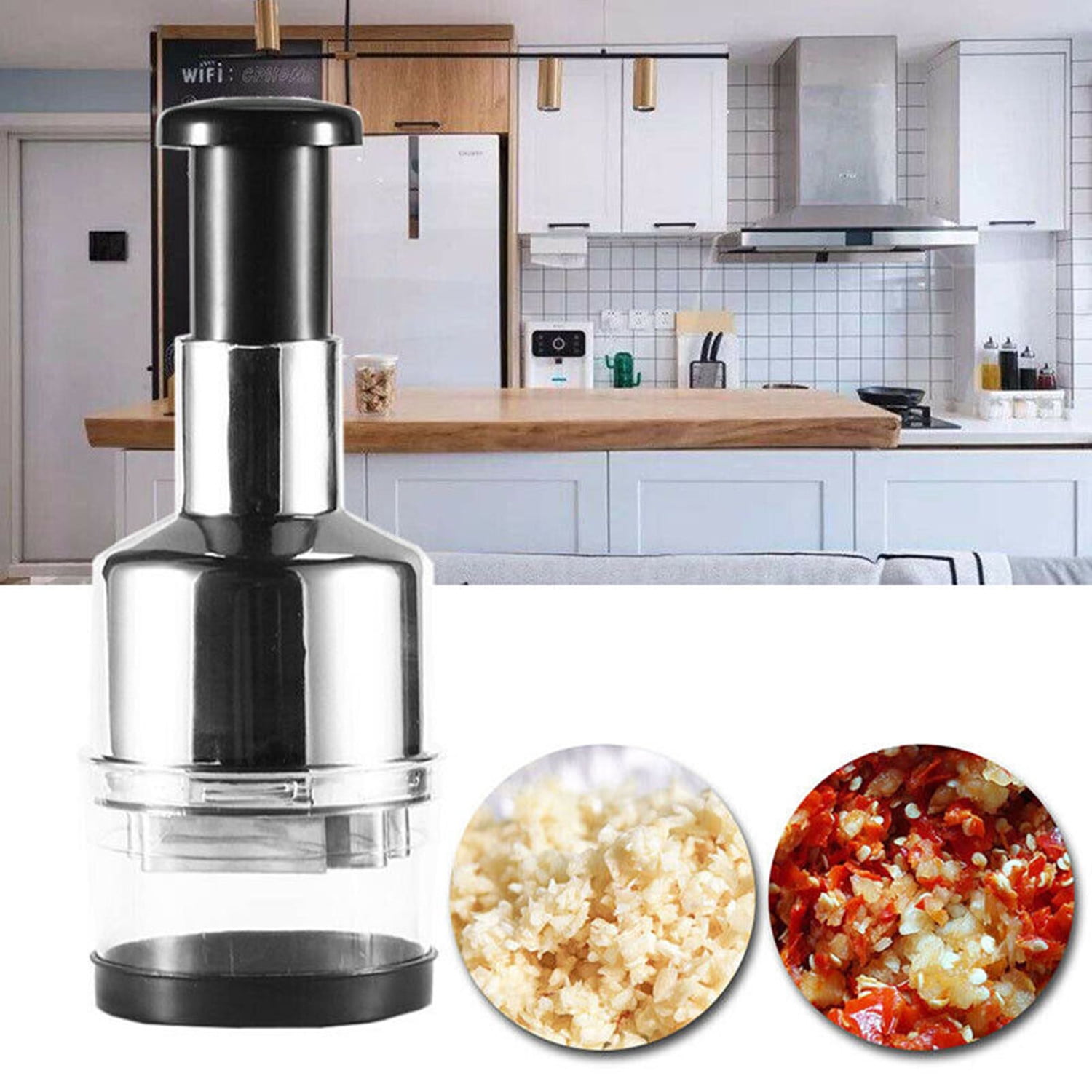 Multi-Function Manual Onion Garlic Press, Stainless Steel Vegetable ...