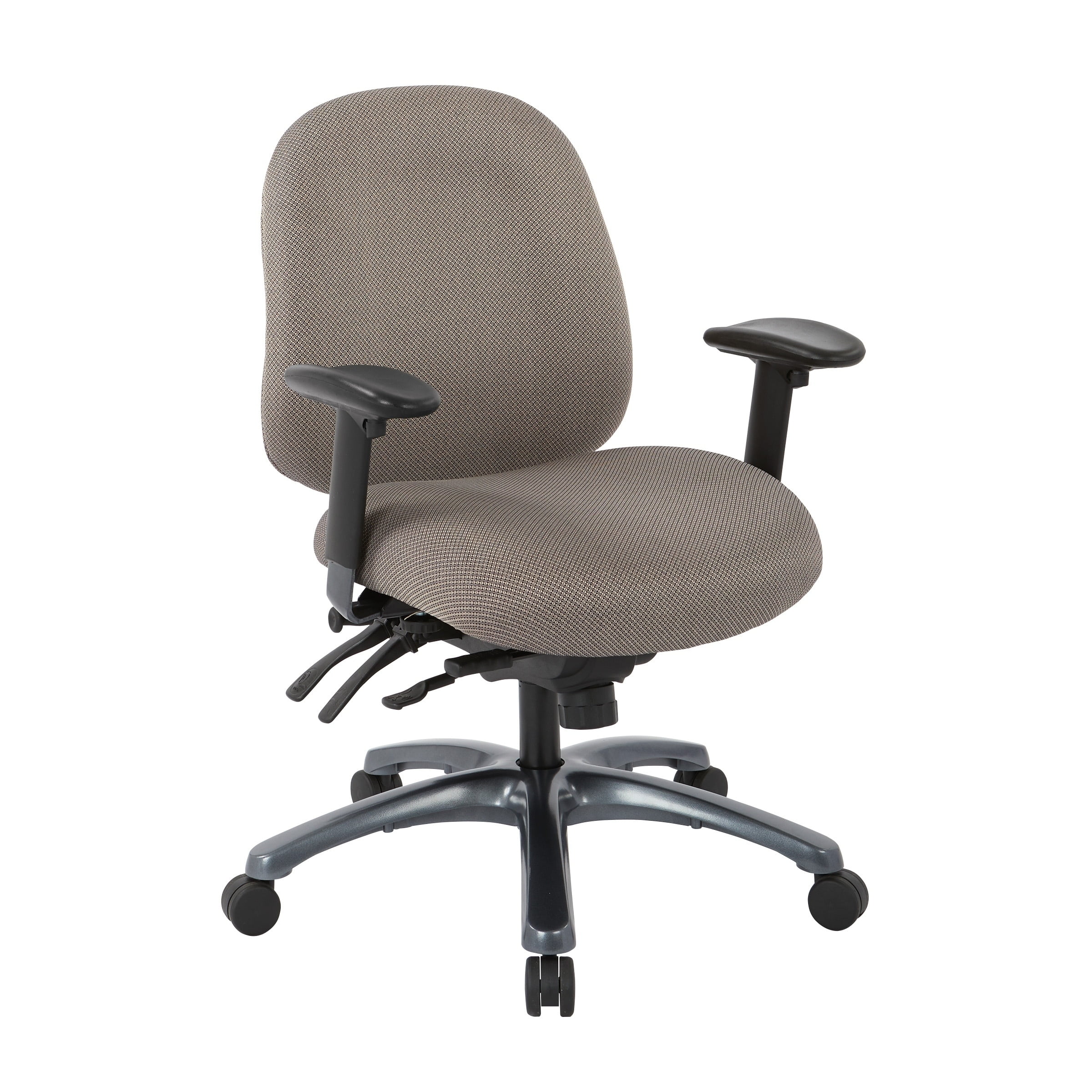Multi-Function Mid Back Chair with Seat Slider and Titanium Finish Base ...
