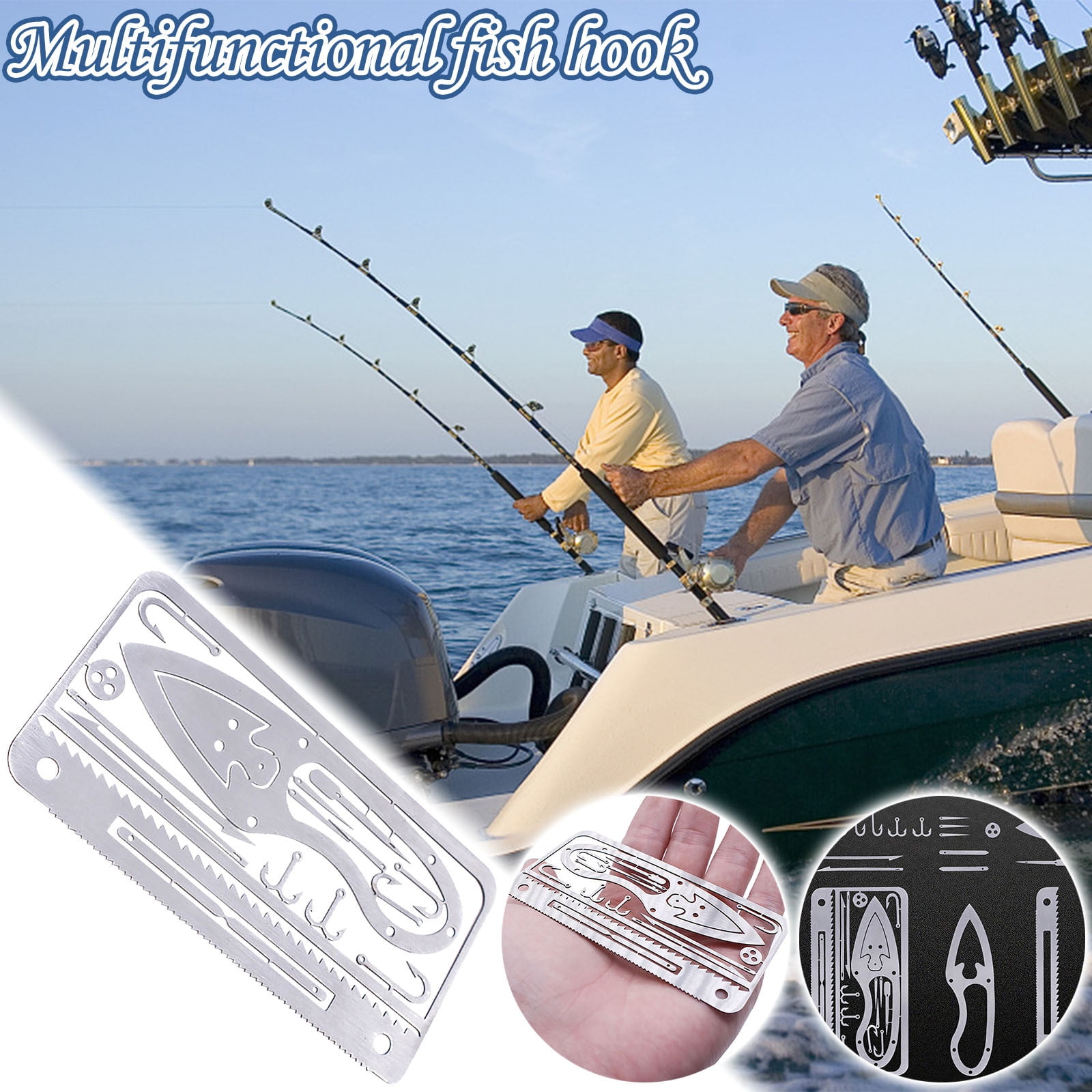 Multi-Function Survival Fish Hook Tool Card | Stainless Steel 18-in-1 Emergency Kit | Knife ...