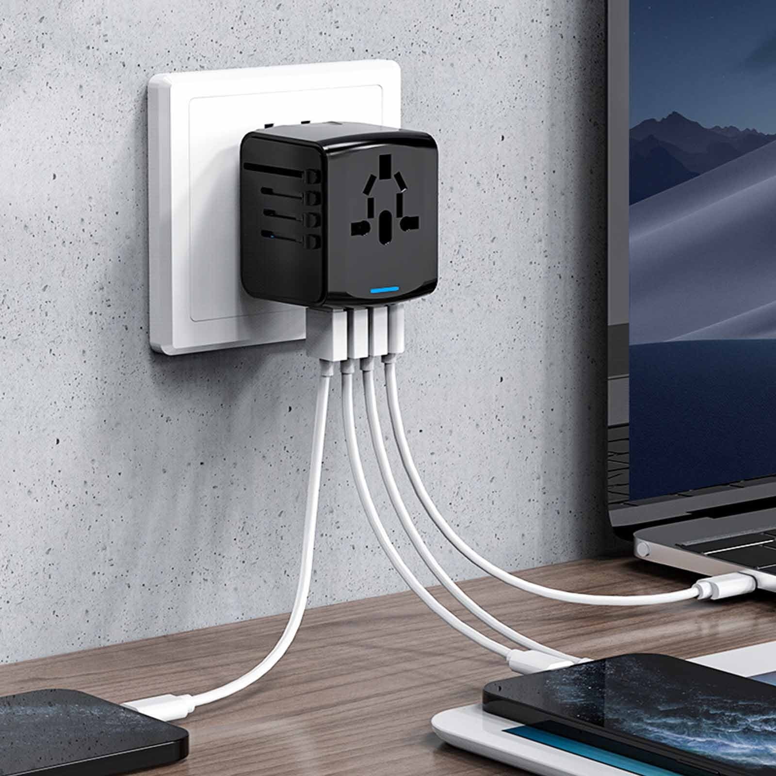 Multi-Function Travel Charger, Universal Adaptive Charging Head, USB-C ...