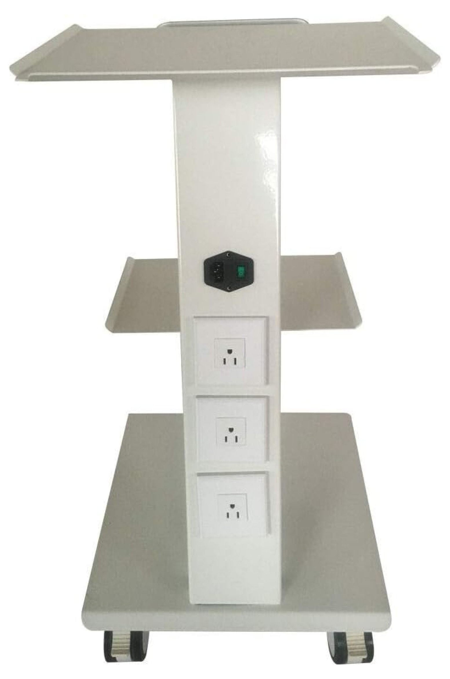 Multi-Function Trolley, 3 Layer Rolling Tray Lab Cart w/Built-in Socket, Mobile Medical Salon ...