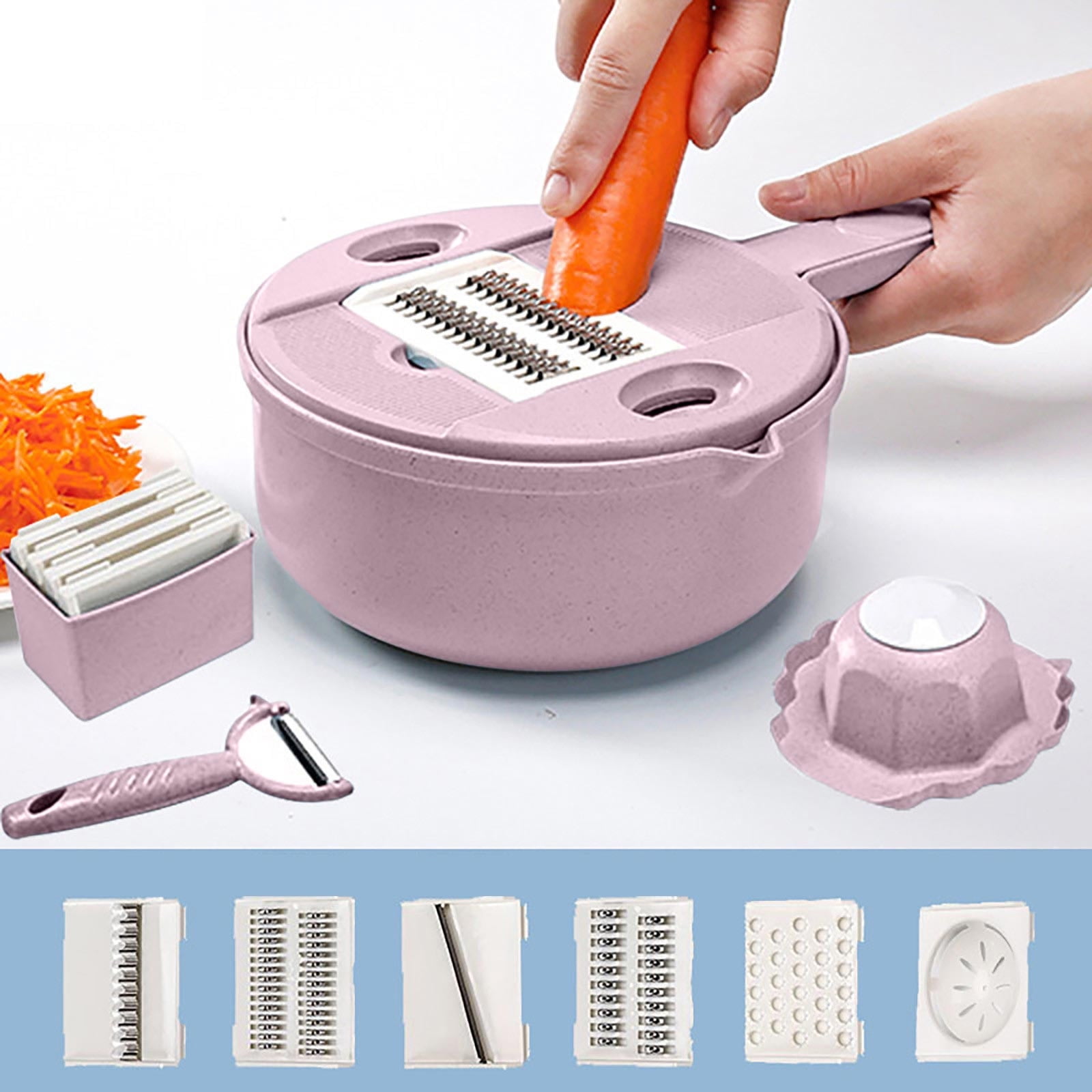 Multi-Function Vegetable Cutter, 6-in-1 Blades with Hand Guard ...