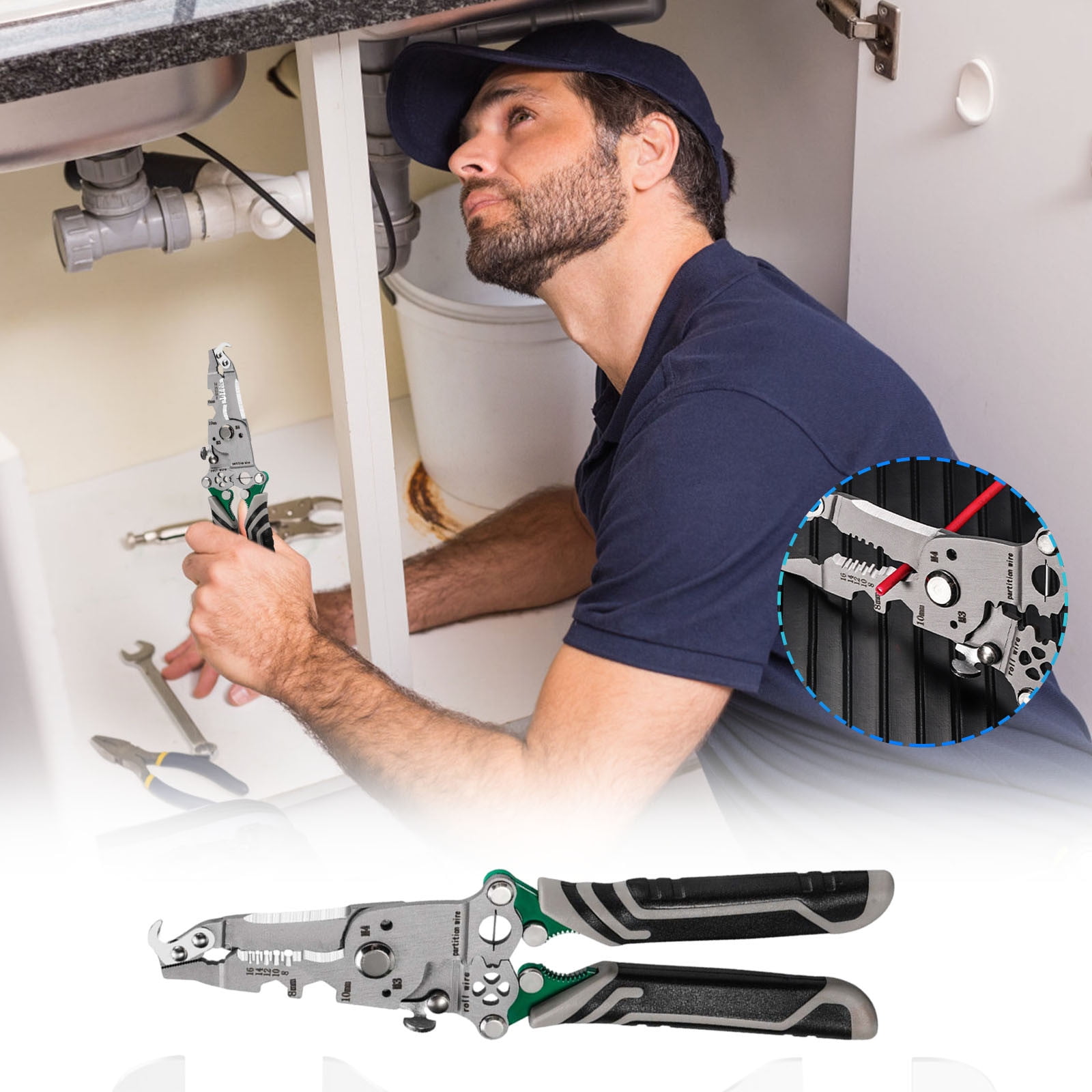 Multi-Function Wire Stripping and Splitting Pliers, Manual Stripper ...