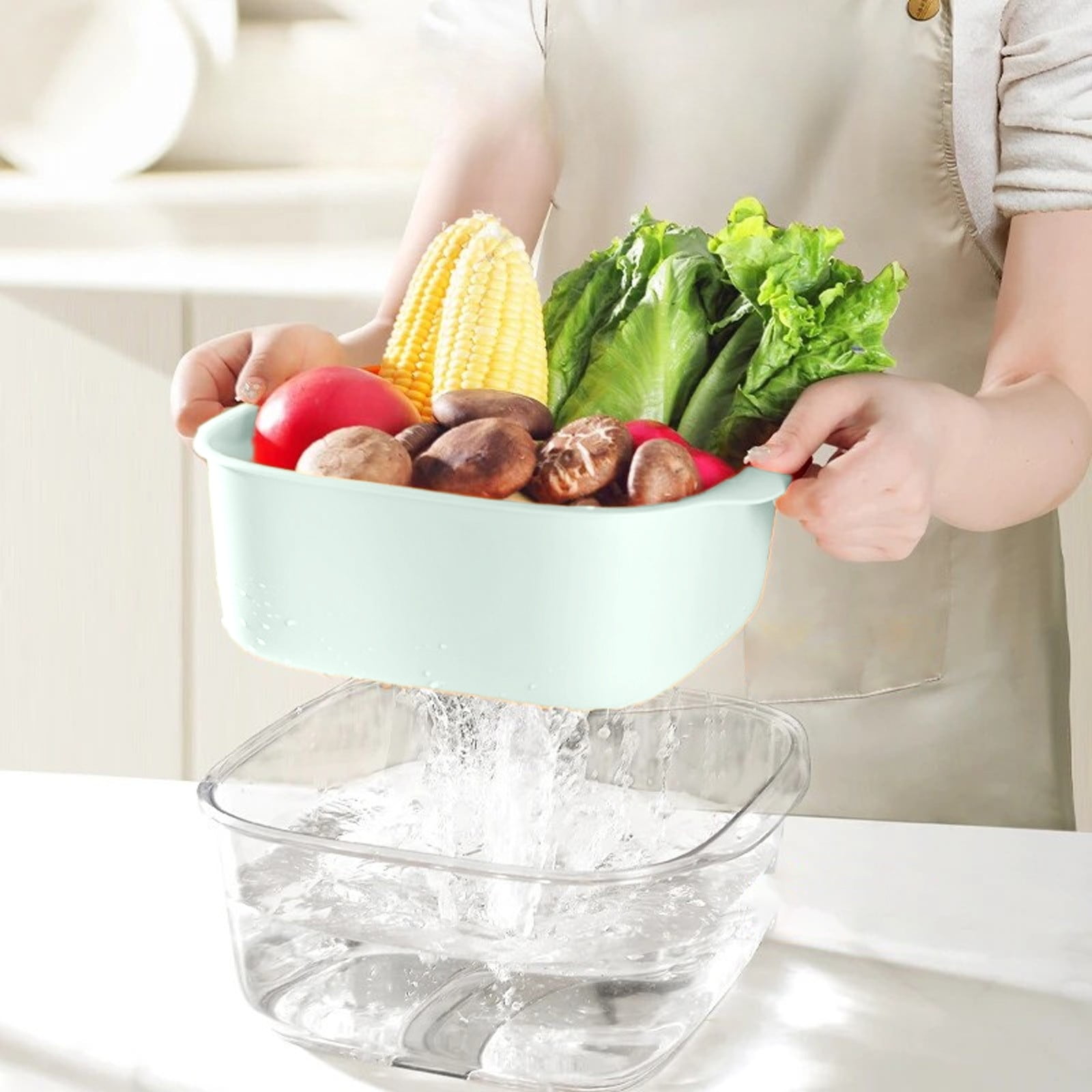 Multi Functional Basket New Fruit Cleaning Bowl With Strainer Container ...