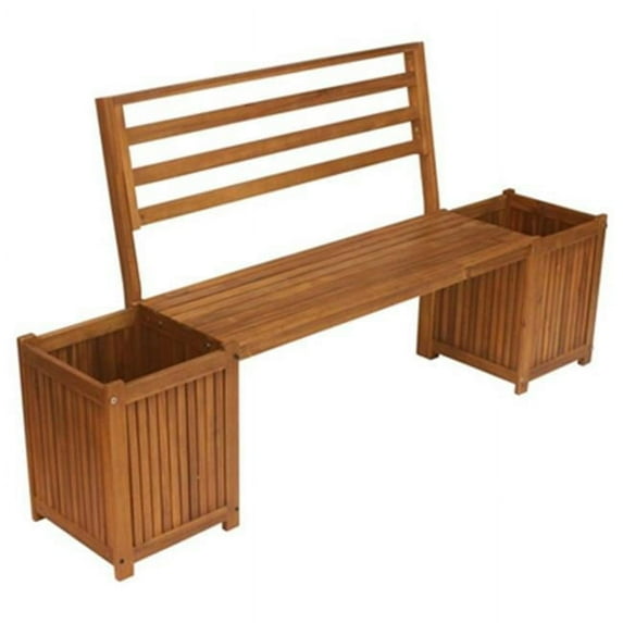 Multi Functional Bench with 2 Planter Boxes - Tan - Walmart.com