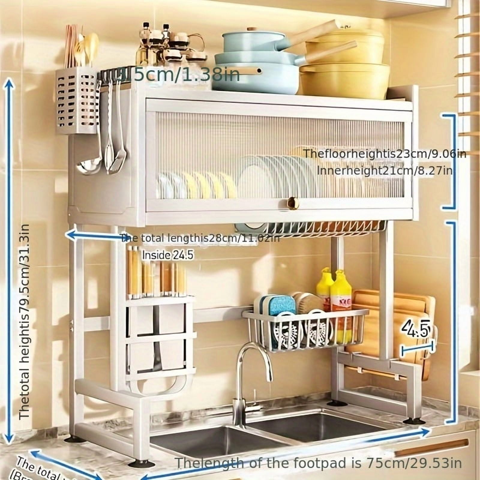 Multi-Functional Black Metal Kitchen Storage Rack with Drain Tray ...