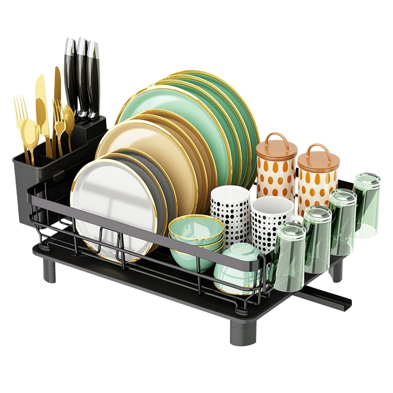 Dish Drying Rack Drain Board Utensil Holder Organizer - Walmart.com